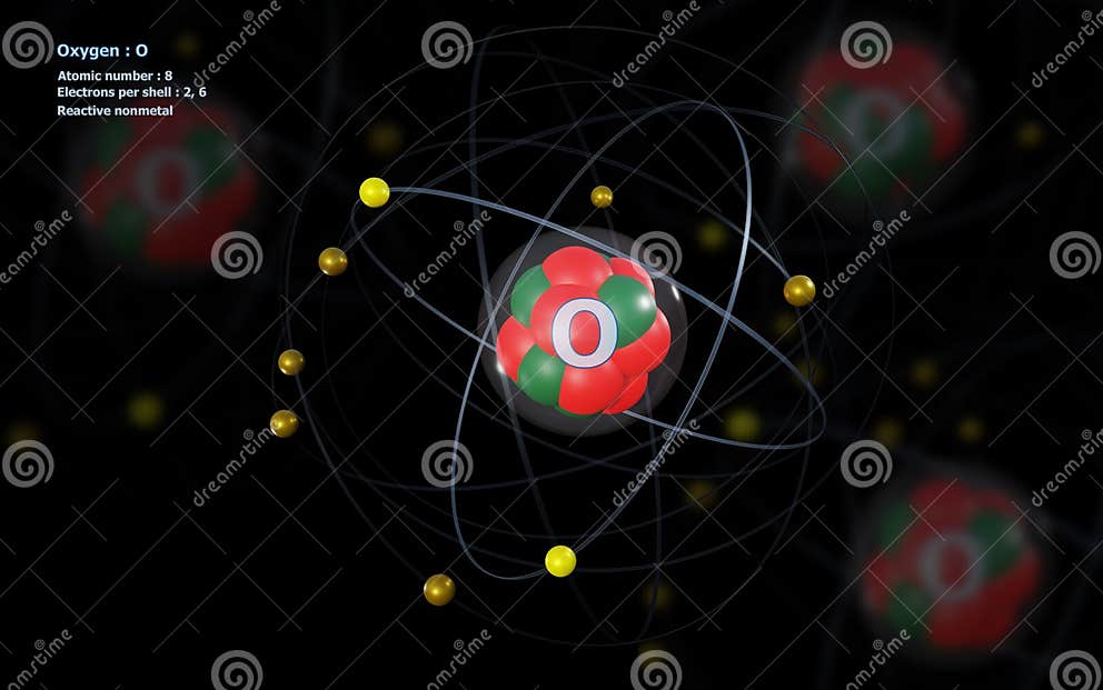 Atom of Oxygen with Detailed Core and Its 8 Electrons with Atoms Stock ...