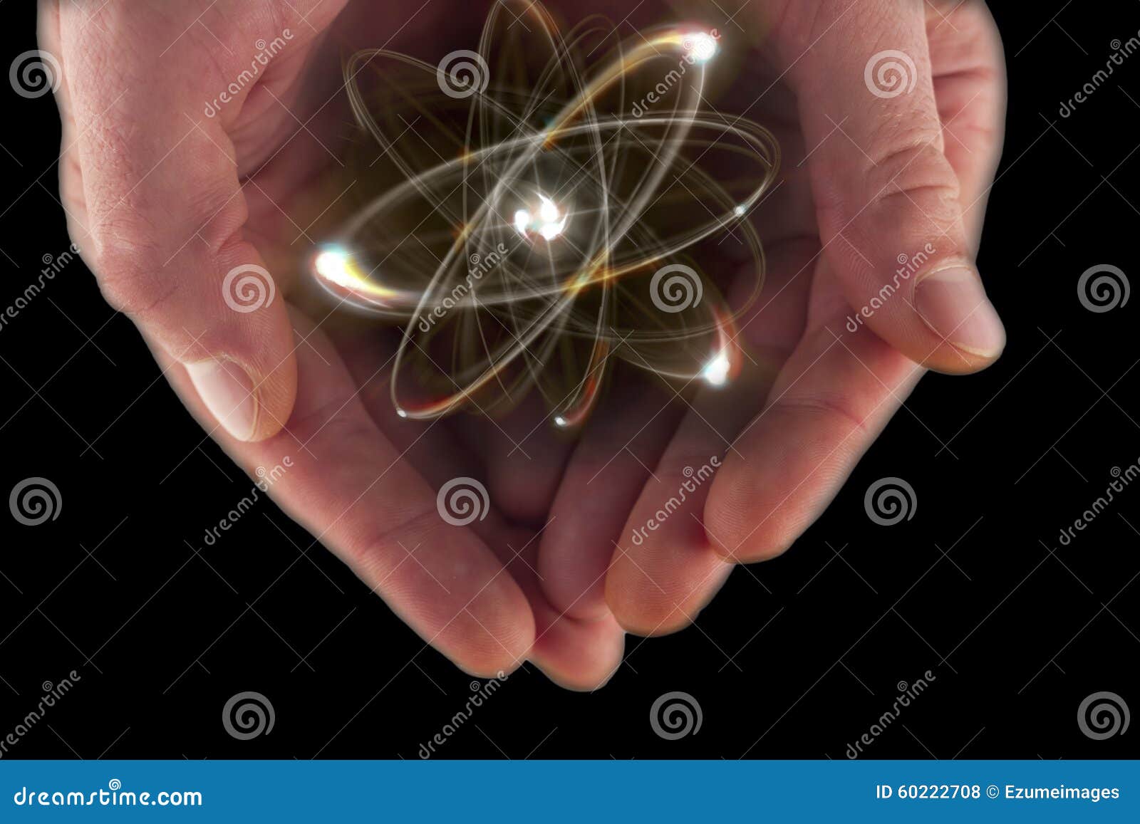 Atom Particle Hands foto de archivo. Imagen de elemento - 60222708
