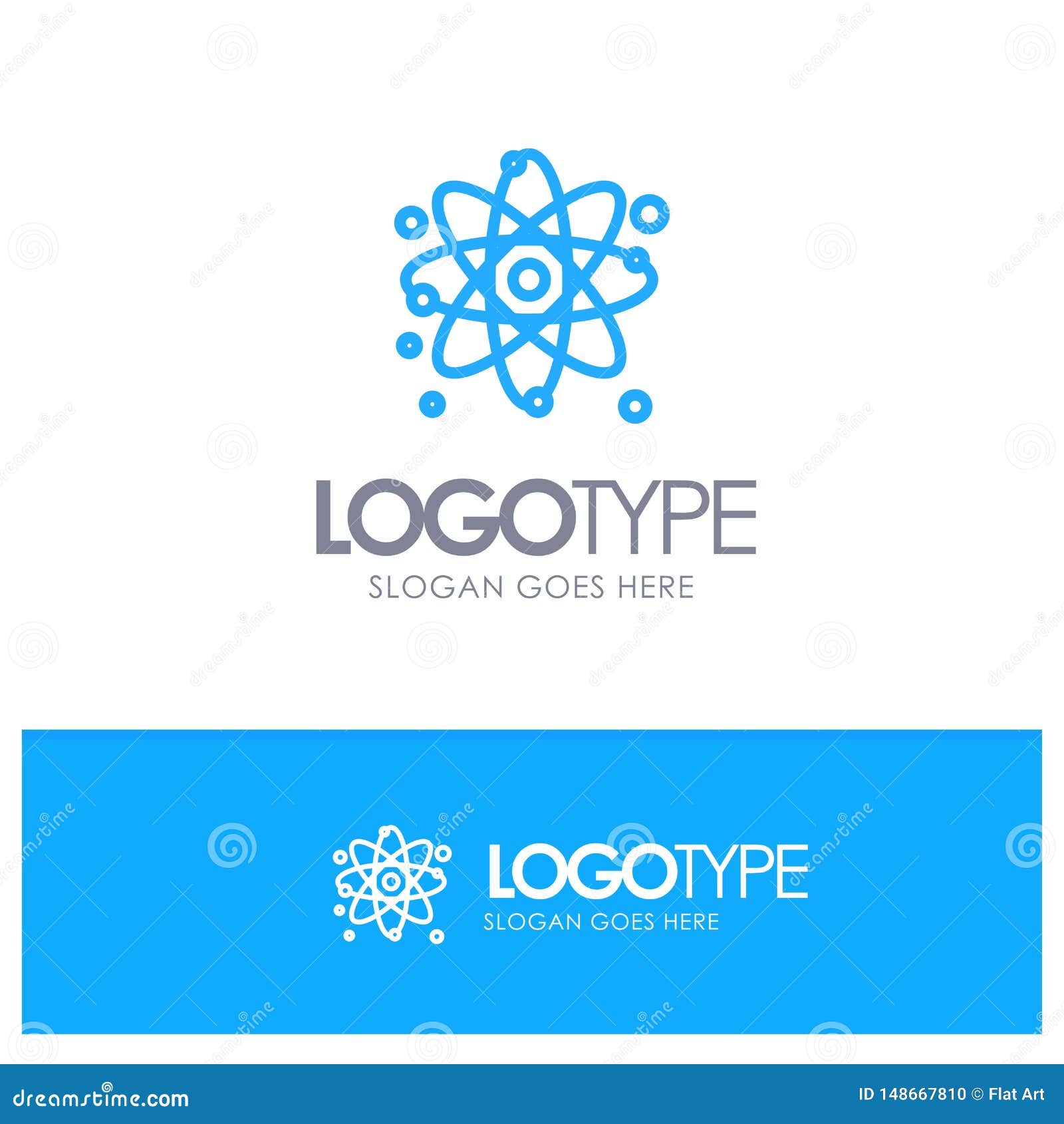 Atom, Particle, Molecule, Physics Blue Outline Logo Place for Tagline ...