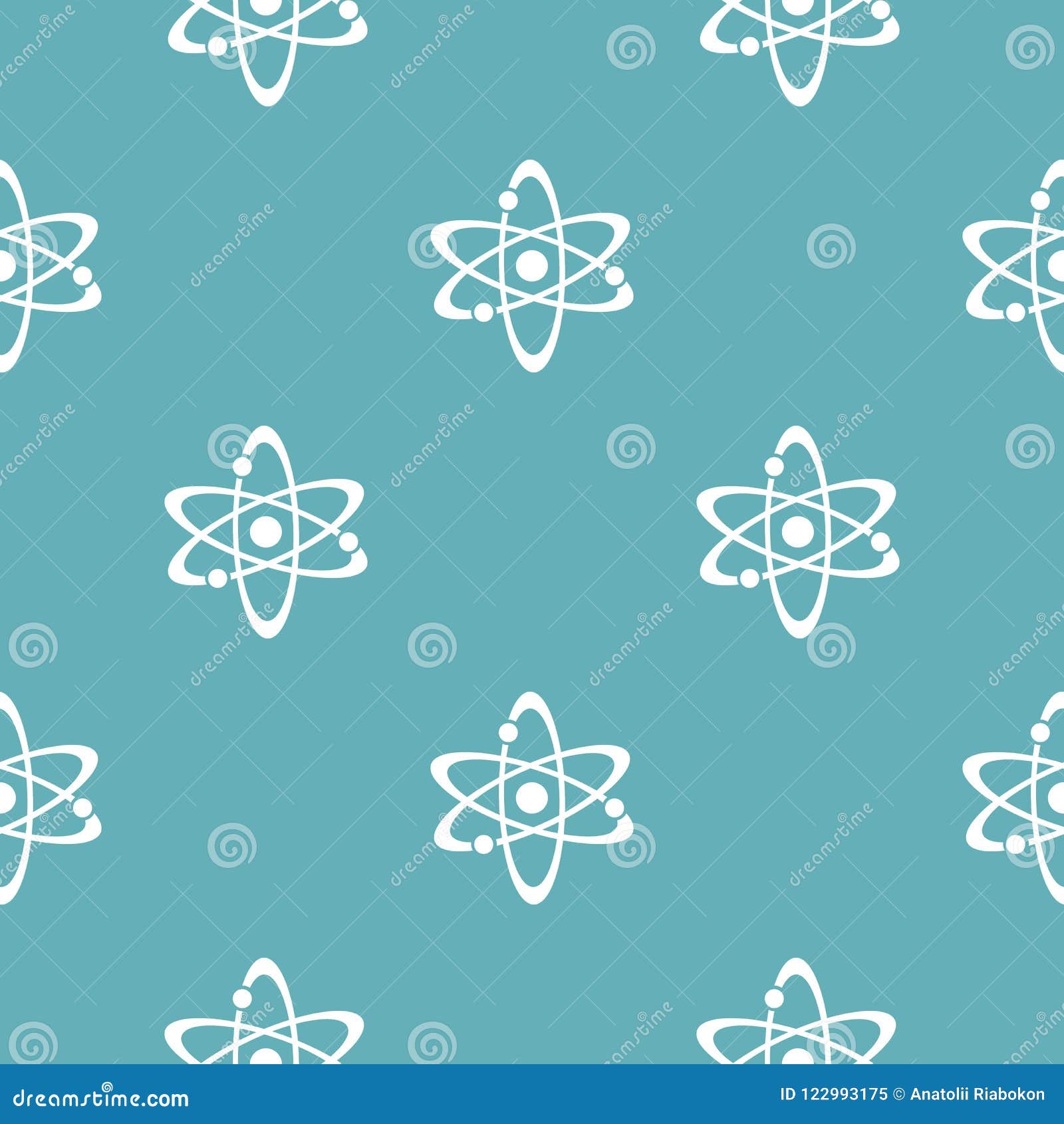 Atom pattern seamless blue stock illustration. Illustration of object ...