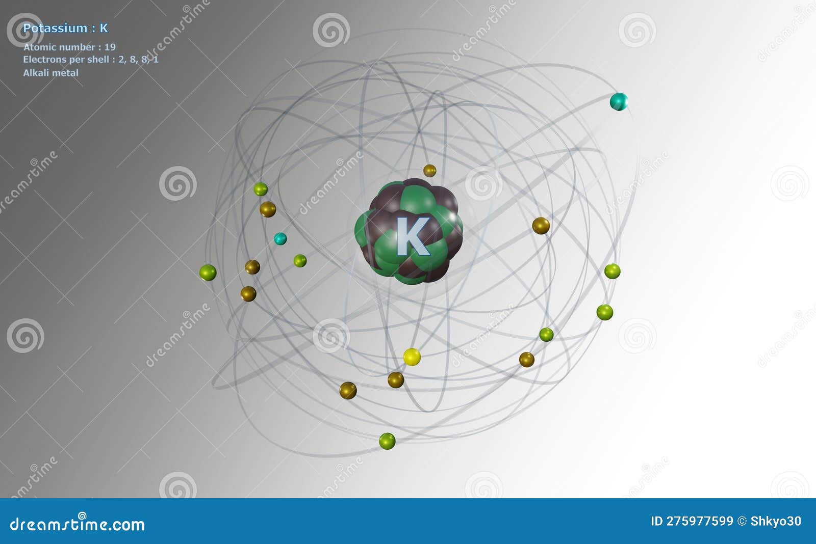 Potassium Atom Bohr Model Cartoon Vector | CartoonDealer.com #267662209