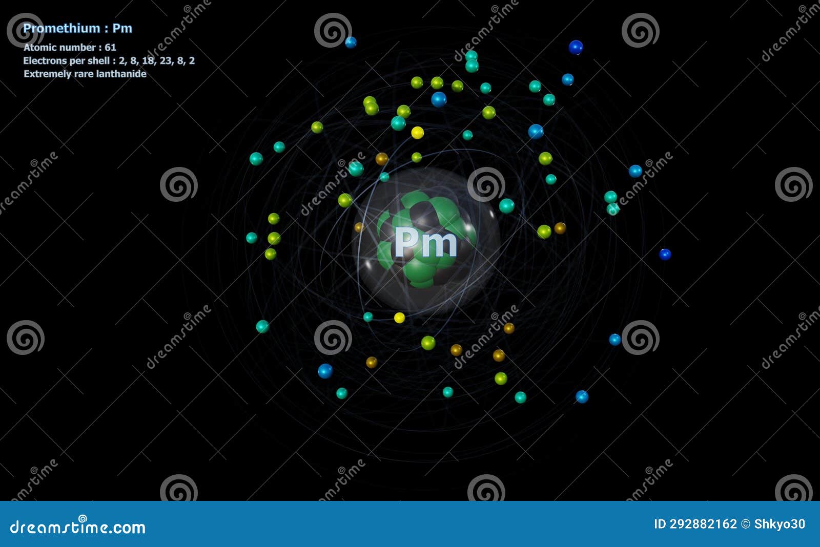 Promethium, 3D Rendering Of Symbols Of The Elements Of The Periodic ...