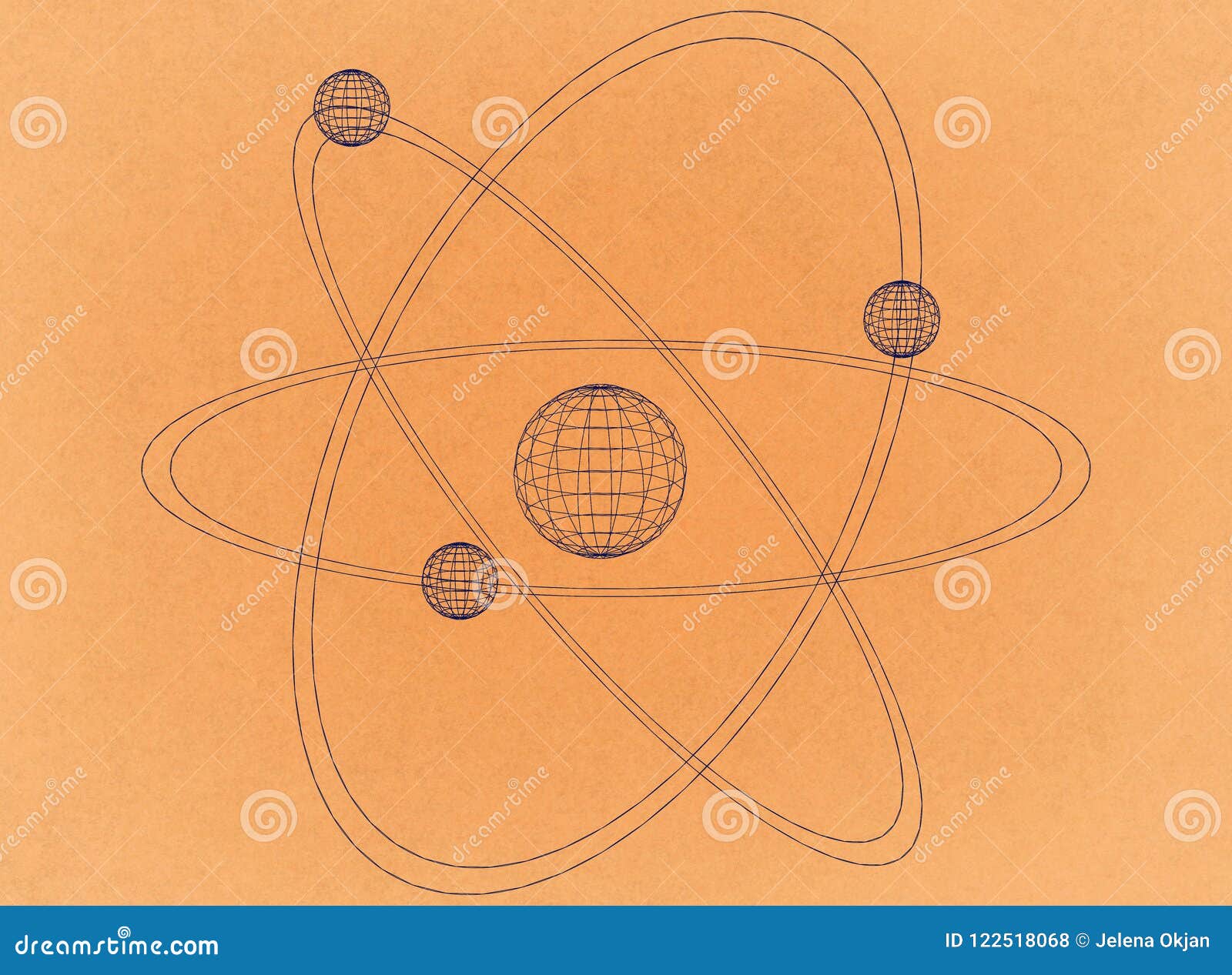 Atom - Retro Architect Blueprint Stock Illustration - Illustration of ...