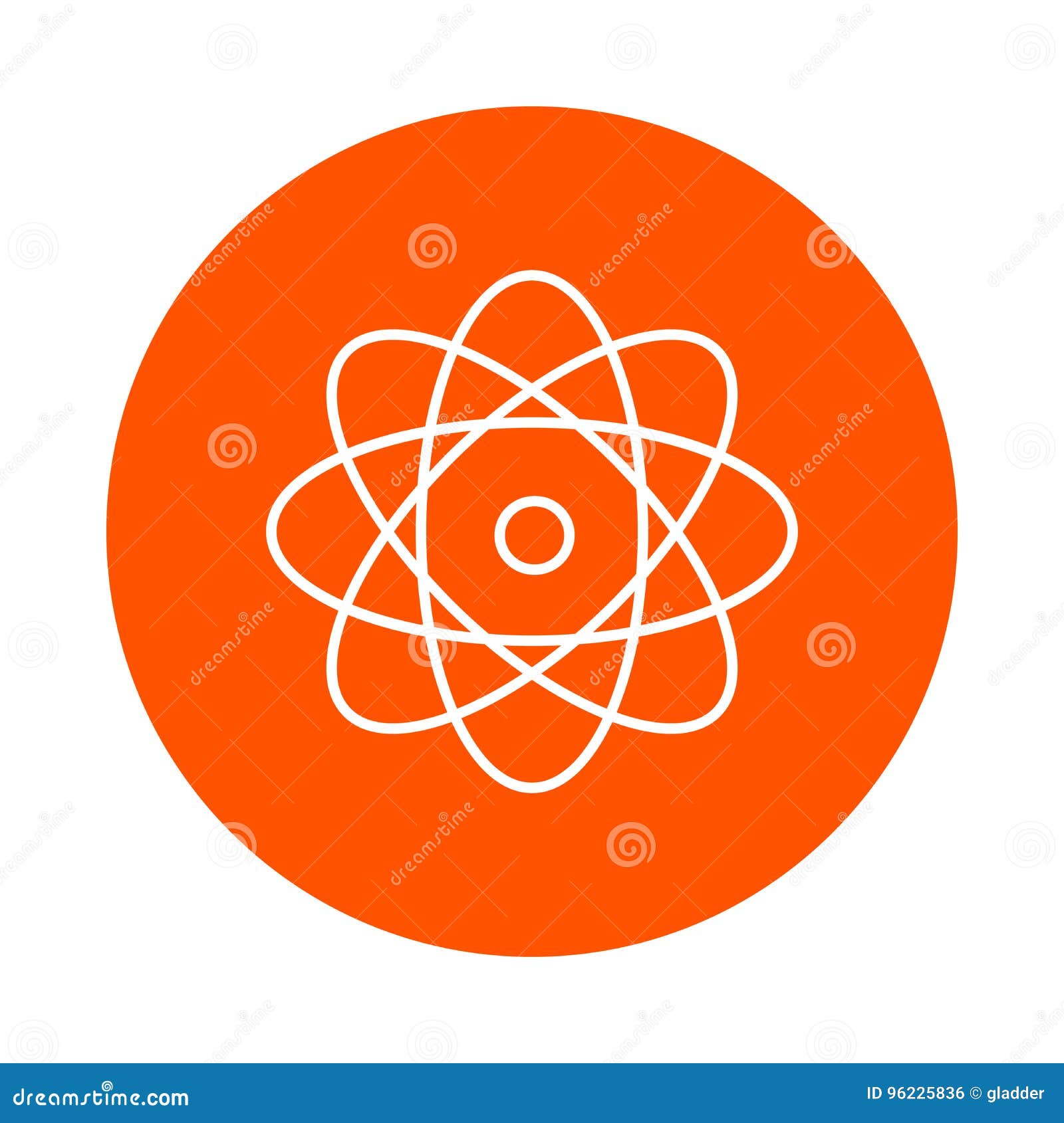 Atom with Rotating Electrons, Circular Line Icon, Simple Color Change, Flat Style Stock ...