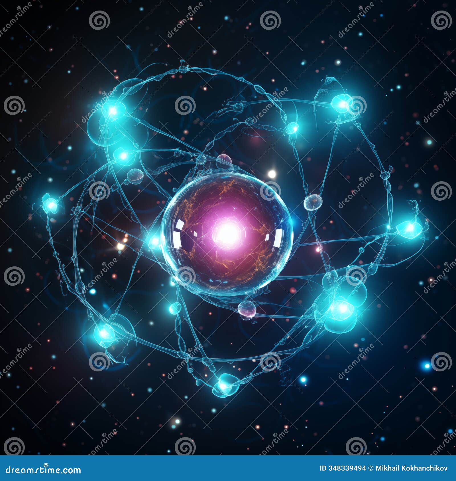 Atom with Rotating Electrons, Energy and Matter Concept Background ...