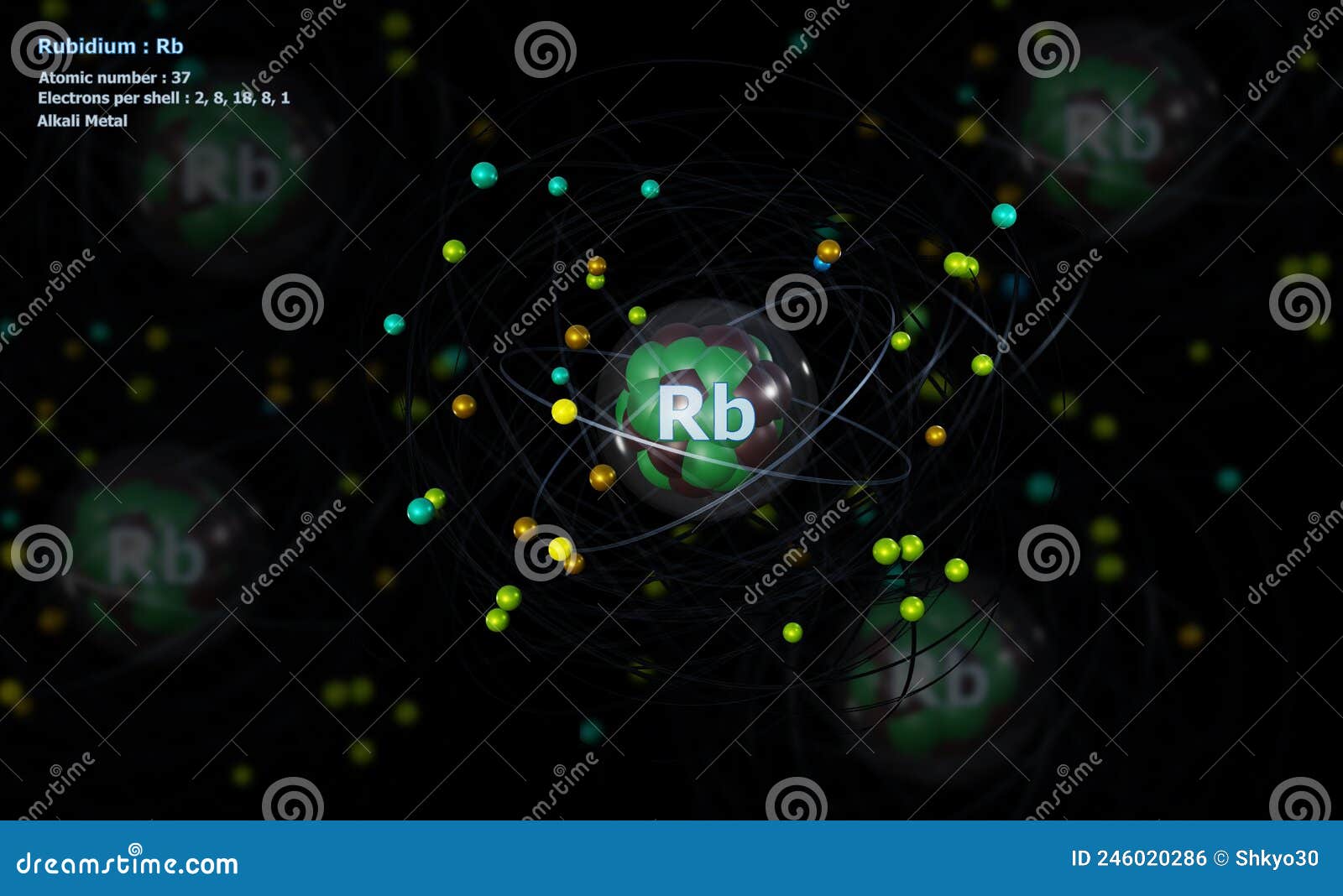 Atom of Rubidium with Detailed Core and Its 37 Electrons with Atoms ...