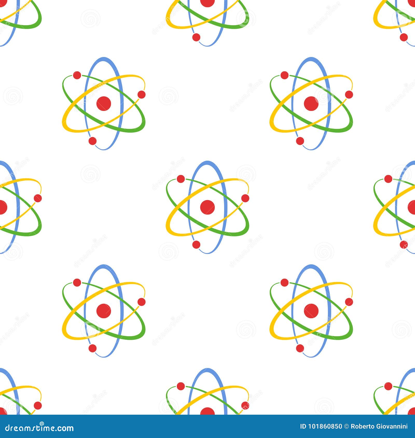 Atom Science Flat Icon Seamless Pattern Stock Vector - Illustration of ...