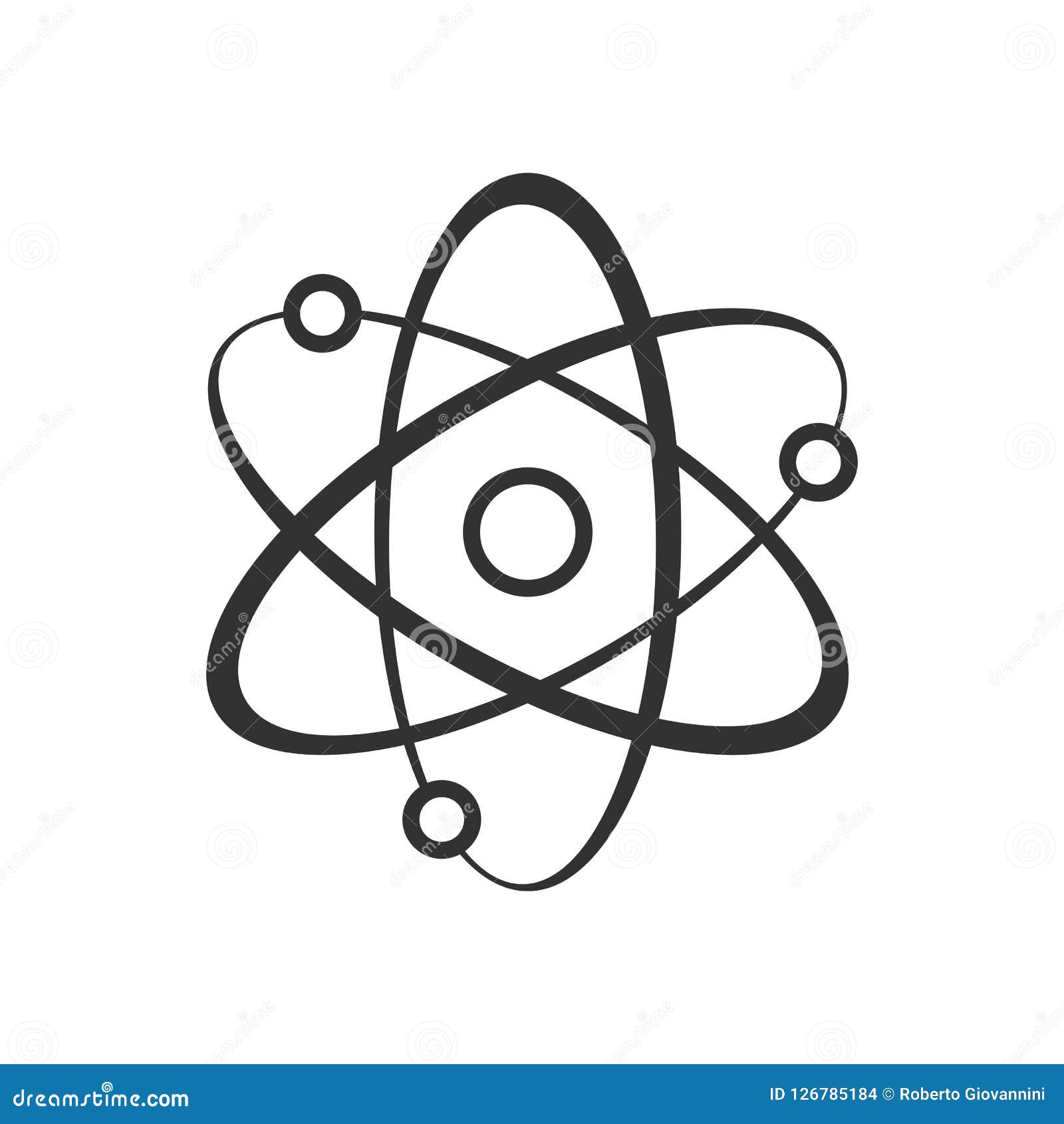 Atom Science Outline Flat Icon on White Stock Vector - Illustration of ...