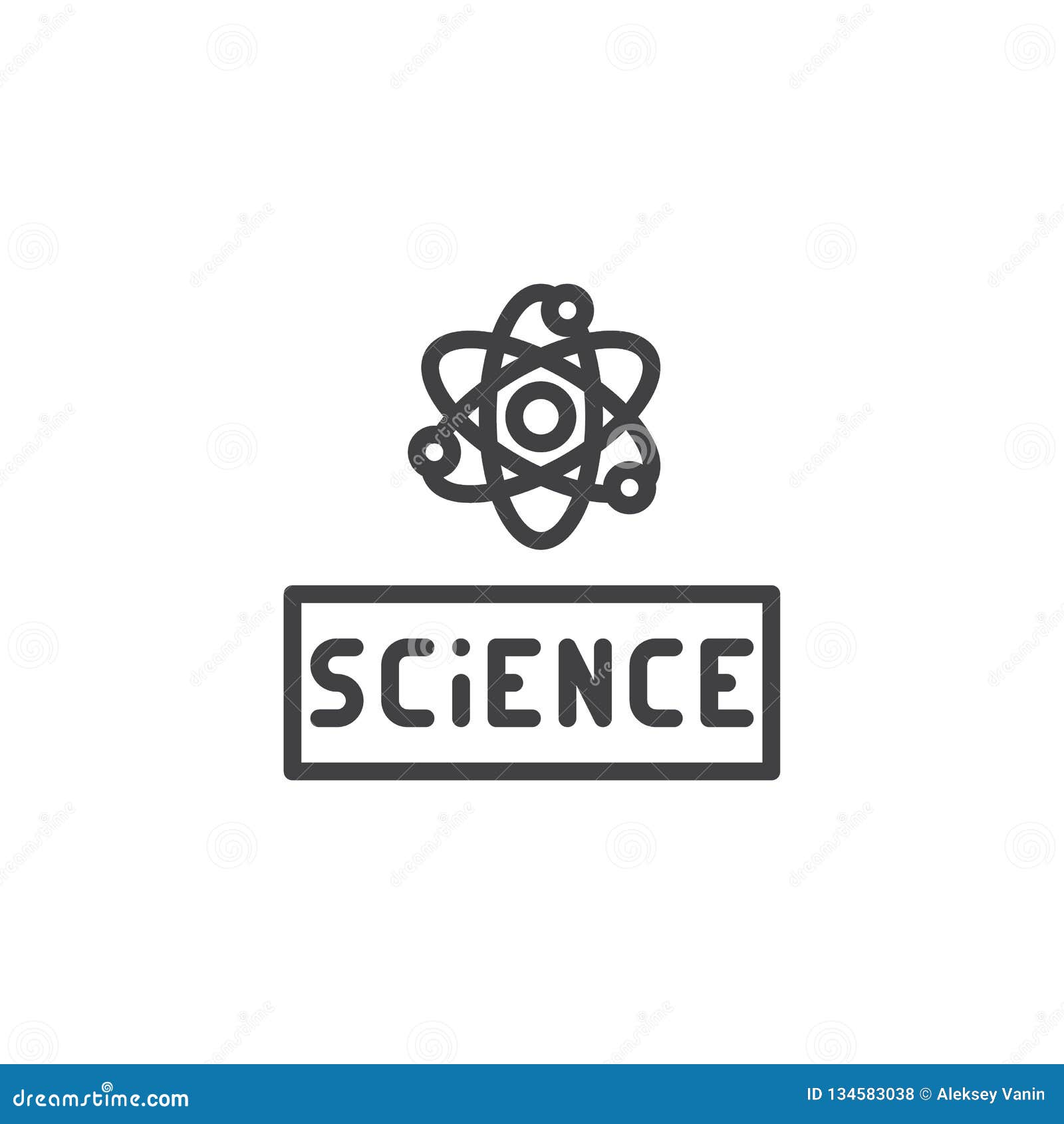 Atom science outline icon stock vector. Illustration of design - 134583038