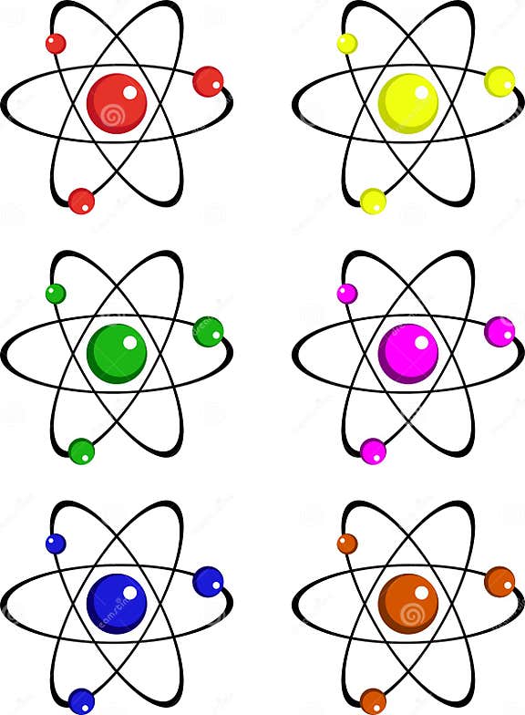 Atom Set Six Color Vector Design Stock Vector - Illustration of science ...