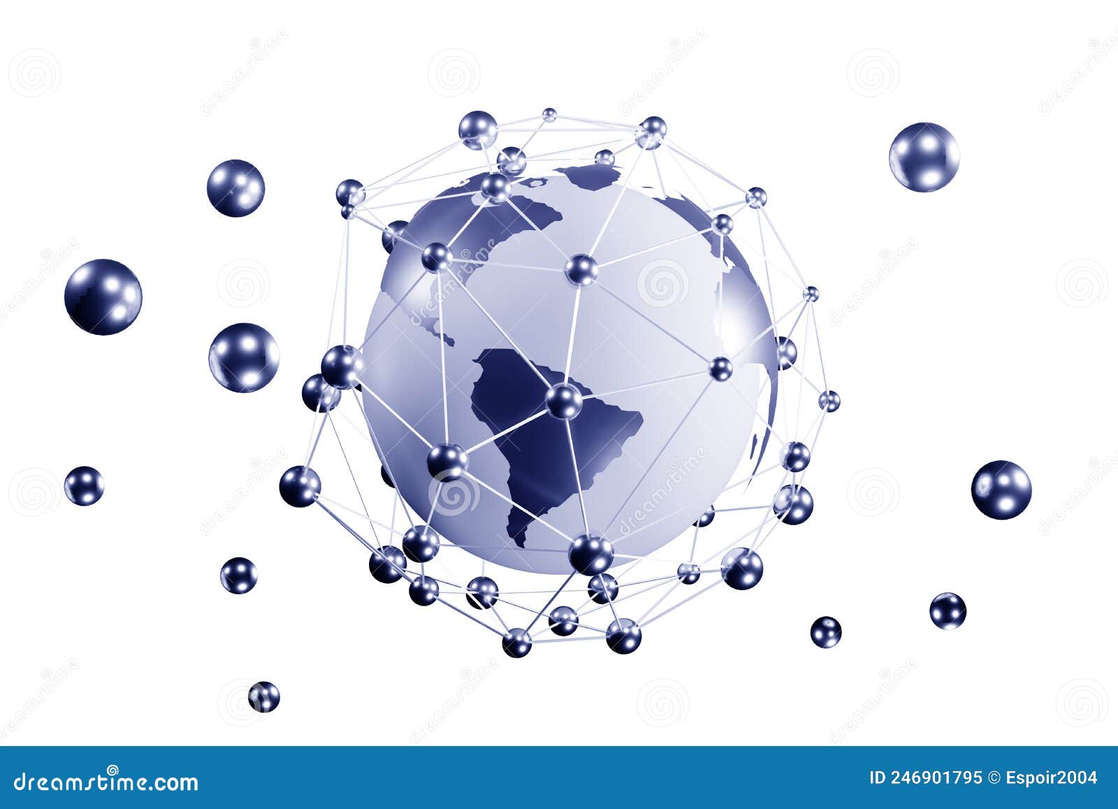 Atom Shaped Earth in Silver Color with Net and Balls Representing ...
