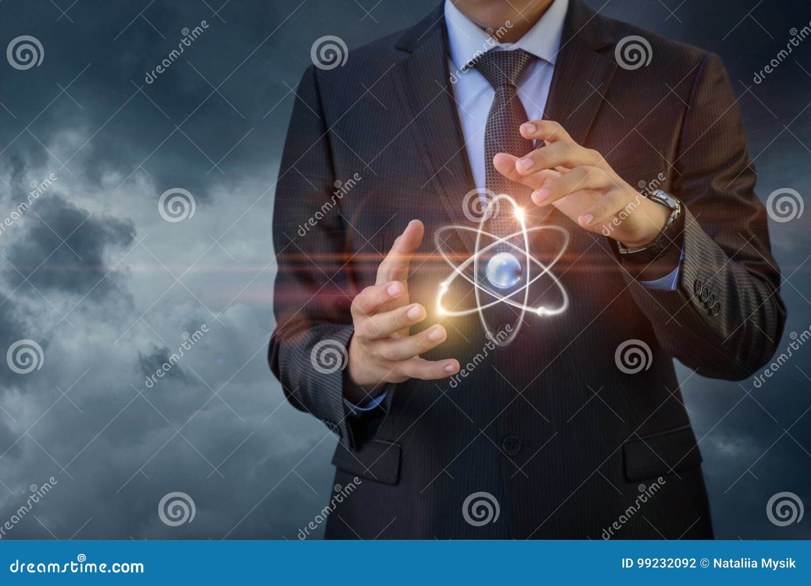 Atom Shows the Businessman . Stock Photo - Image of element, male: 99232092