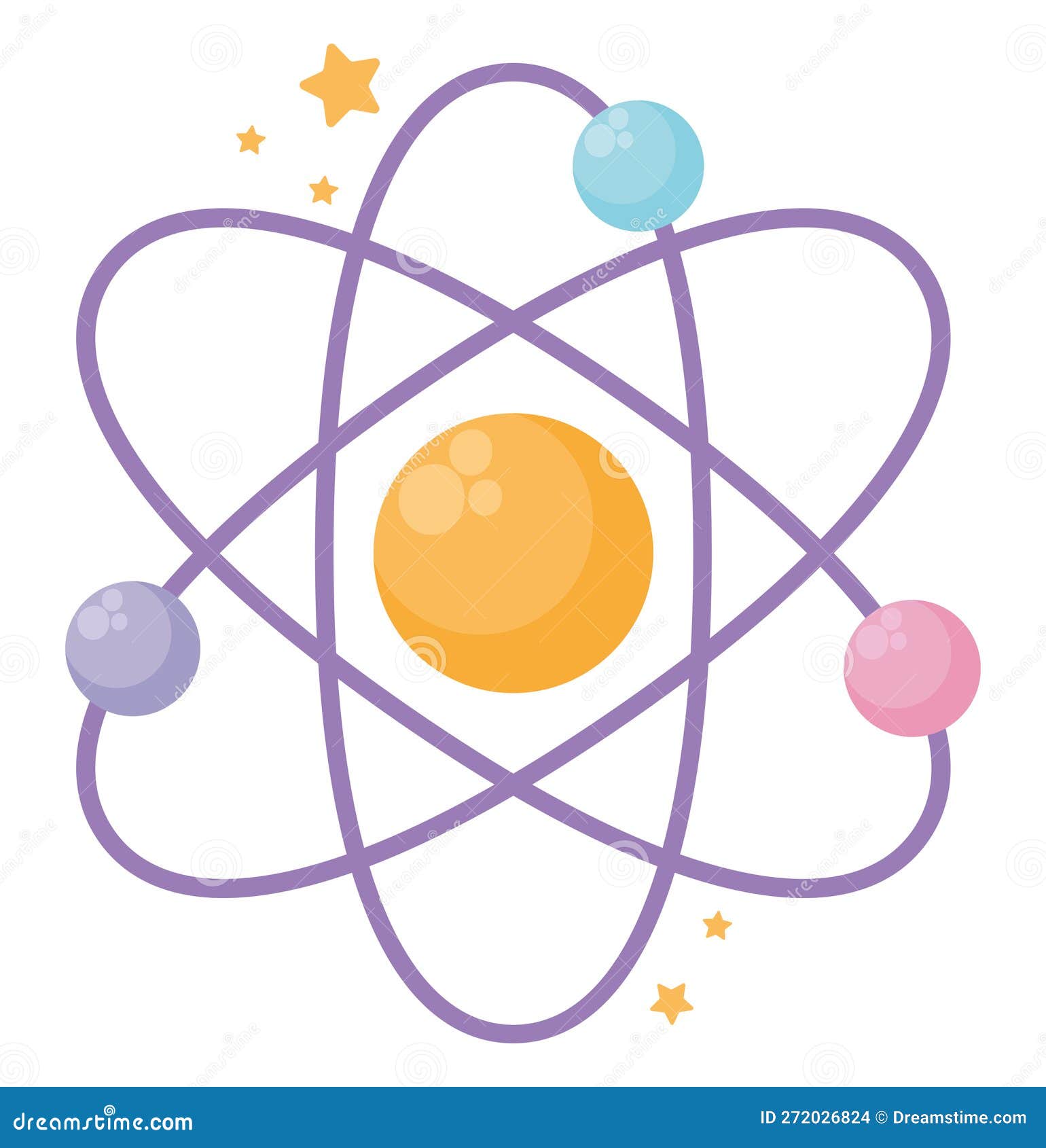 Atom with stars stock vector. Illustration of design - 272026824