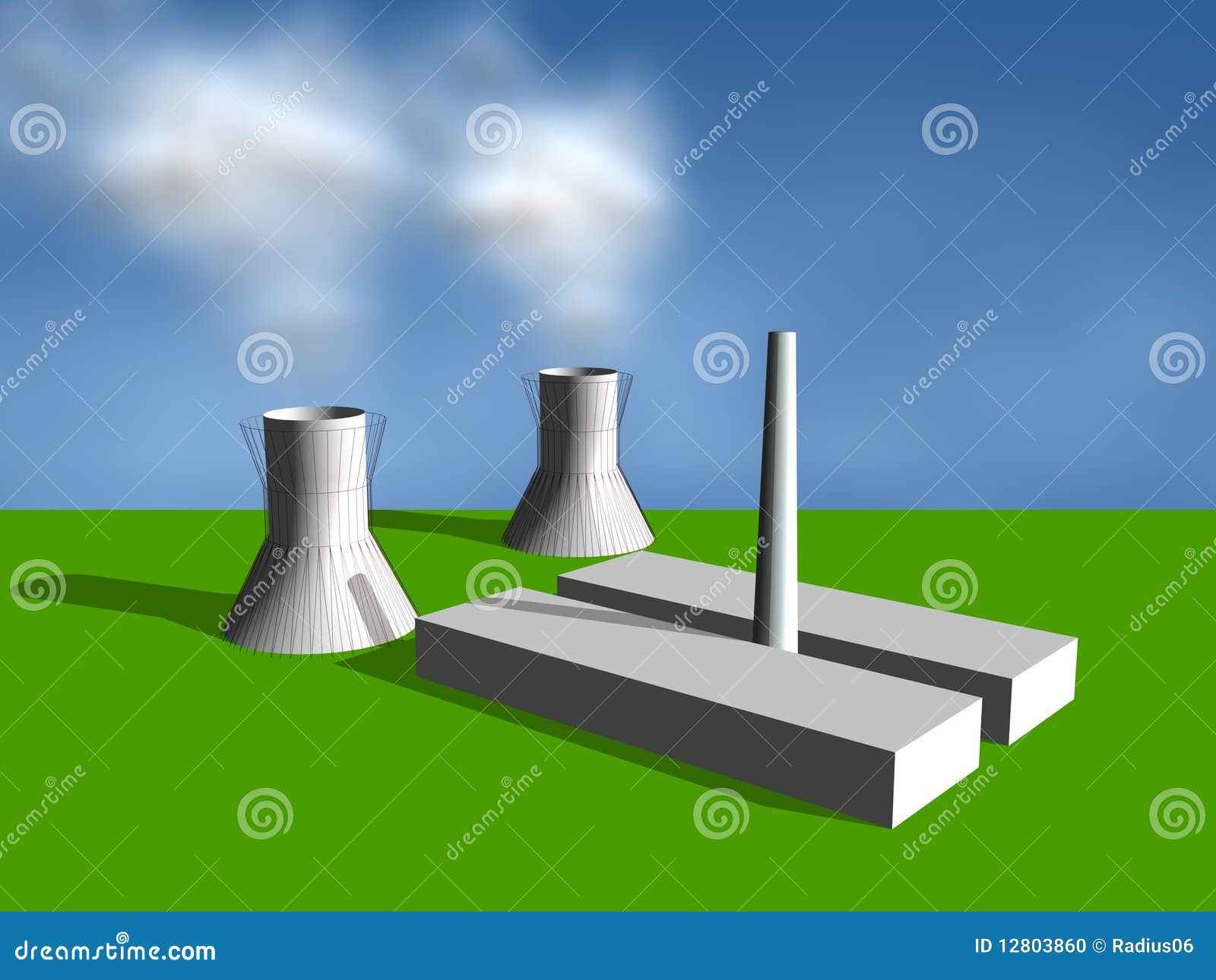 Atom station stock illustration. Illustration of chimney - 12803860