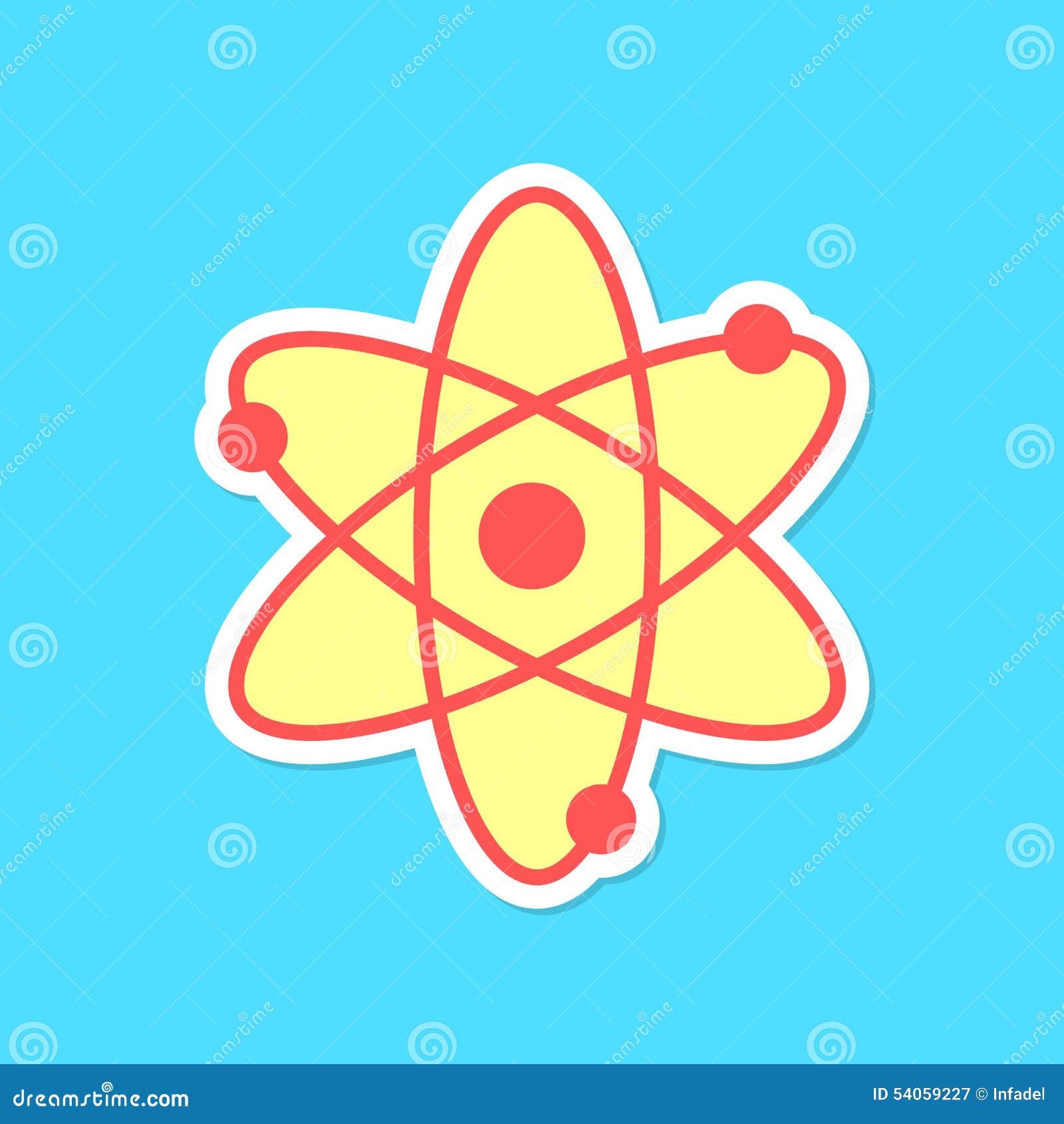 Atom Sticker with Shadow Isolated on Blue Stock Vector - Illustration ...