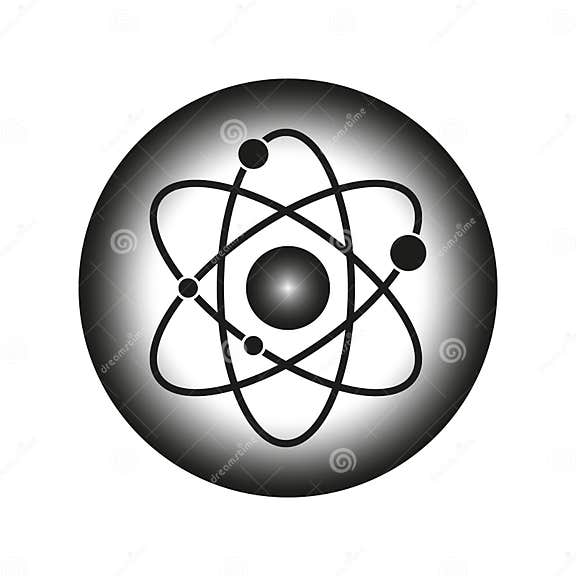 Atom Structure Icon. Scientific Orbital Model. Molecular Nucleus Vector. Black Gradient Sphere ...
