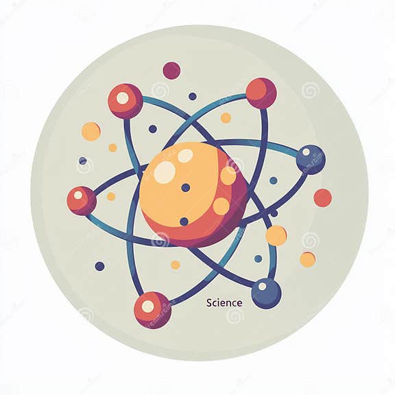 Atom Structure Illustration in Flat Design Style Stock Illustration ...