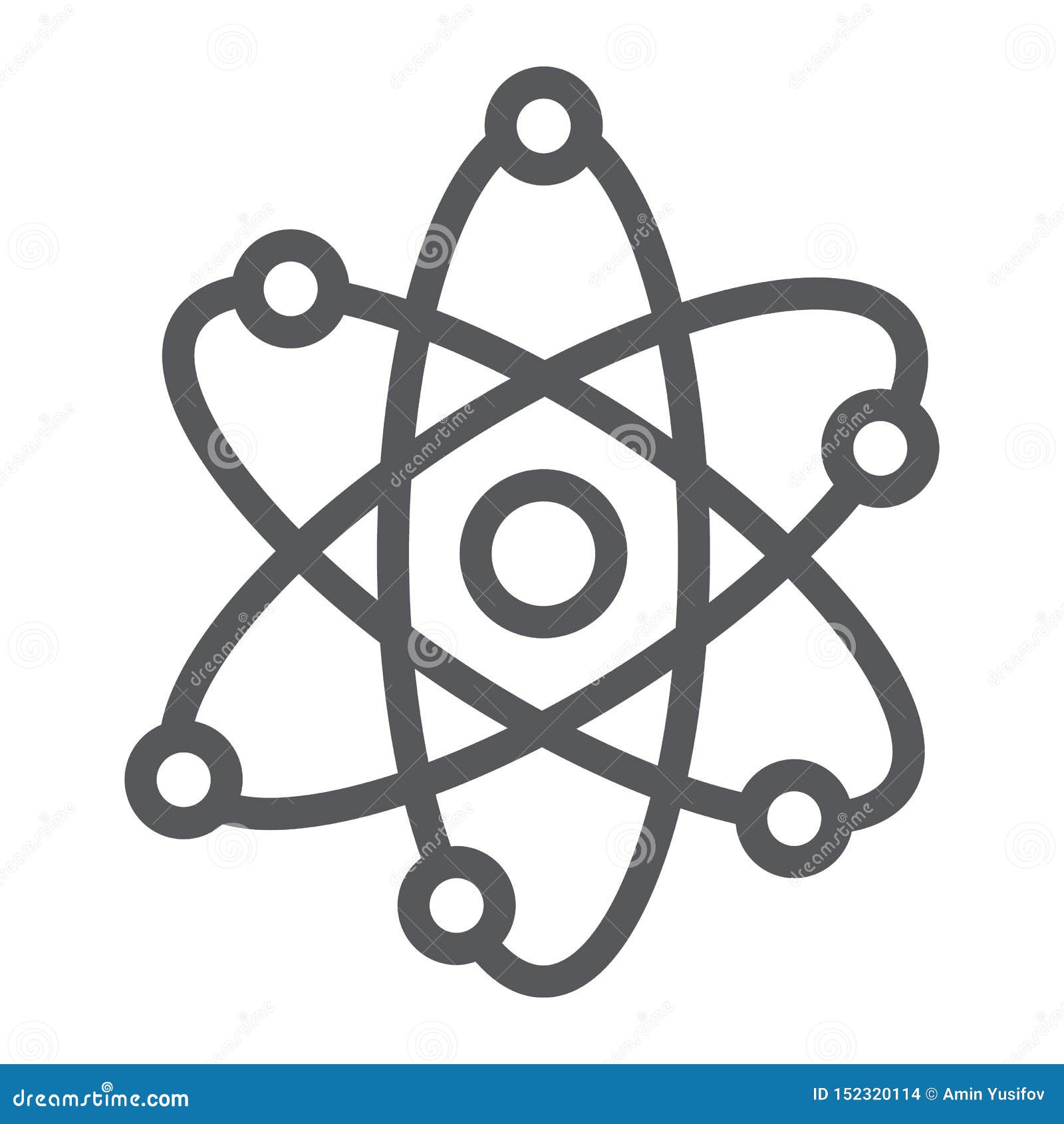 Atom Structure Line Icon, Scientific and Nuclear, Nucleus Sign, Vector ...