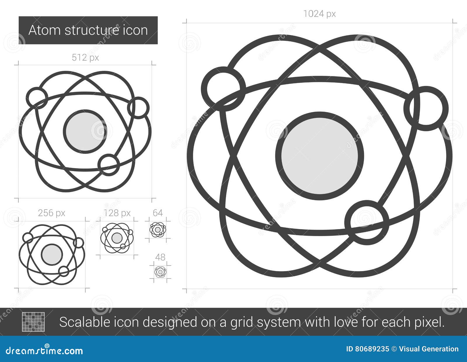 Atom structure line icon. stock vector. Illustration of chemistry ...
