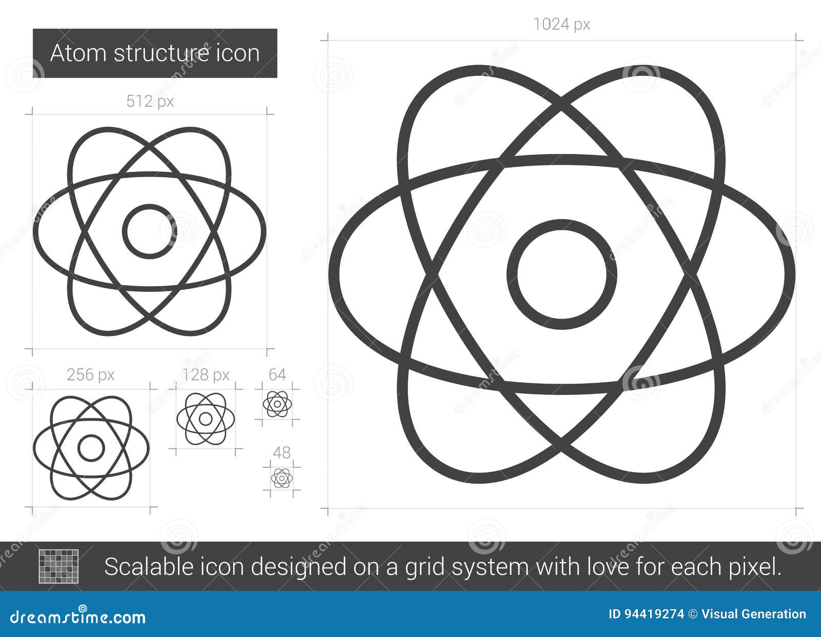 Atom structure line icon. stock vector. Illustration of biotechnology ...