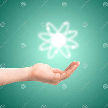 Atom Structure Model in Hands Stock Image - Image of biology, molecule ...