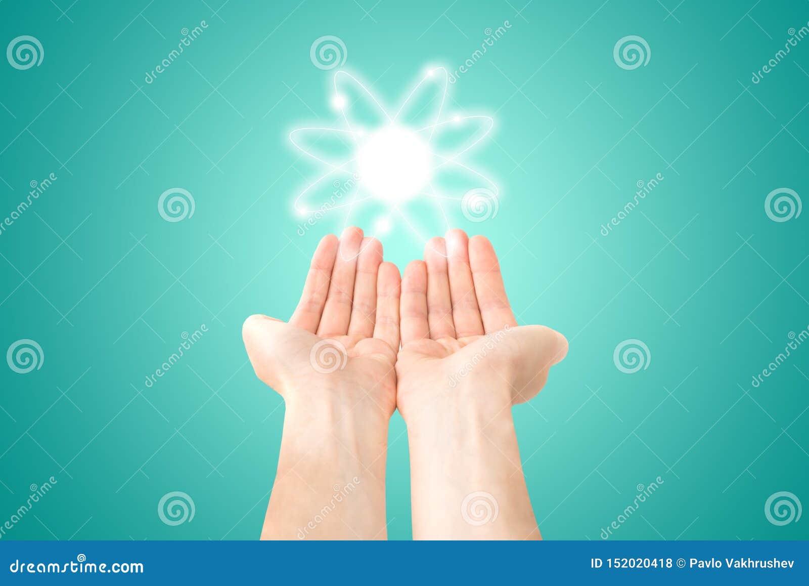 Atom Structure Model in Hands Stock Photo - Image of molecule, icon ...
