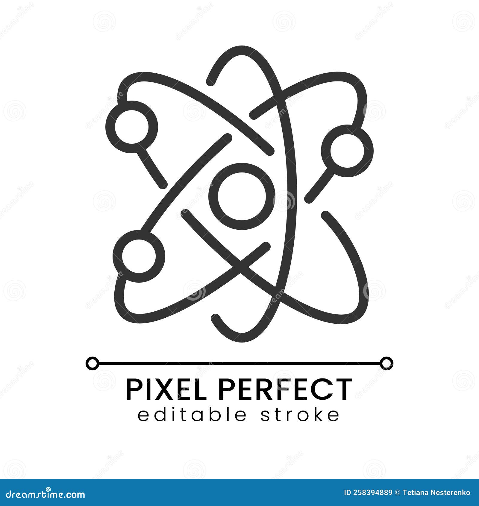 Atom Structure Pixel Perfect Linear Icon Stock Vector - Illustration of ...