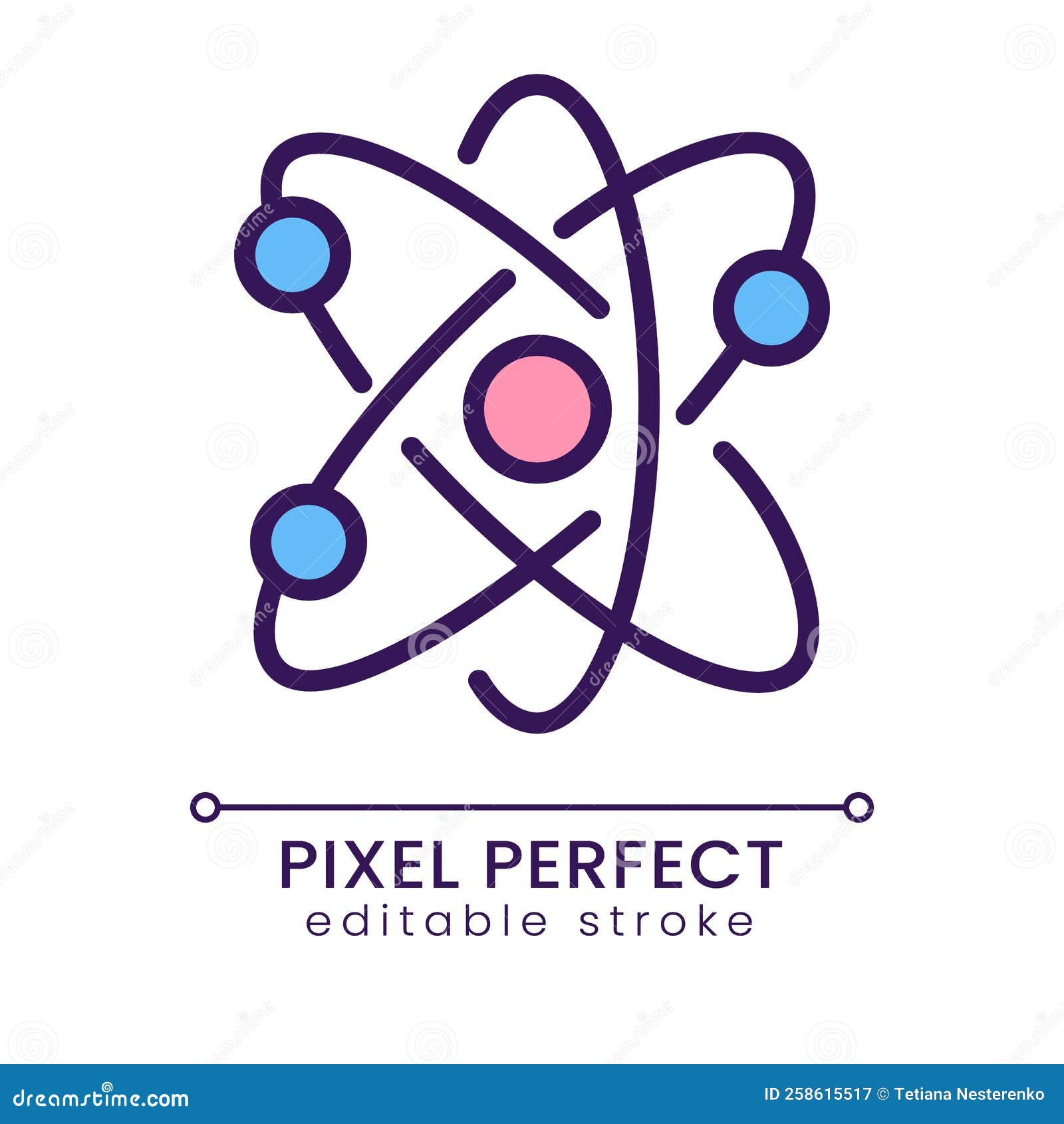 Atom Structure Pixel Perfect RGB Color Icon Stock Vector - Illustration ...