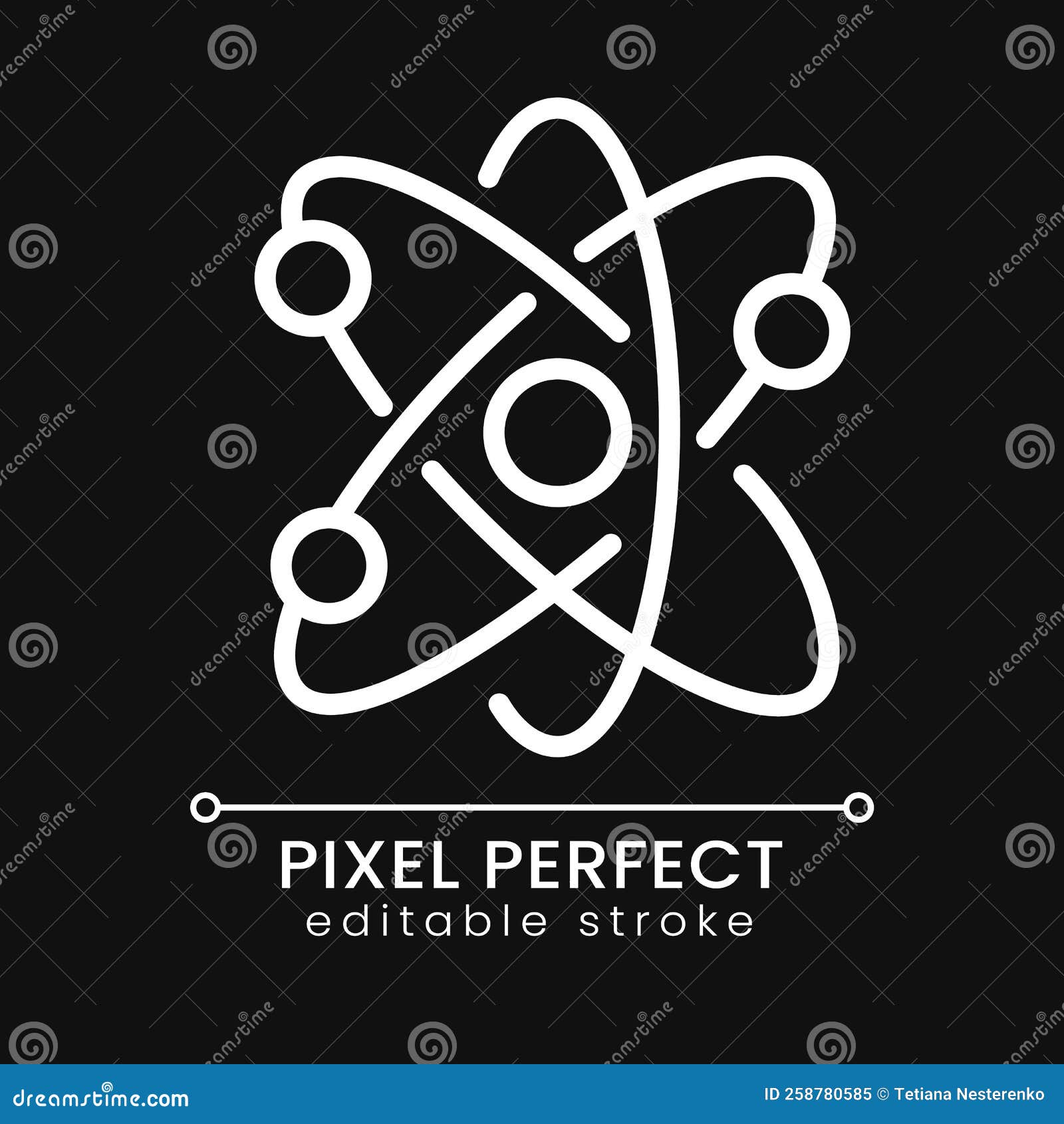 Atom Structure Pixel Perfect White Linear Icon for Dark Theme Stock ...