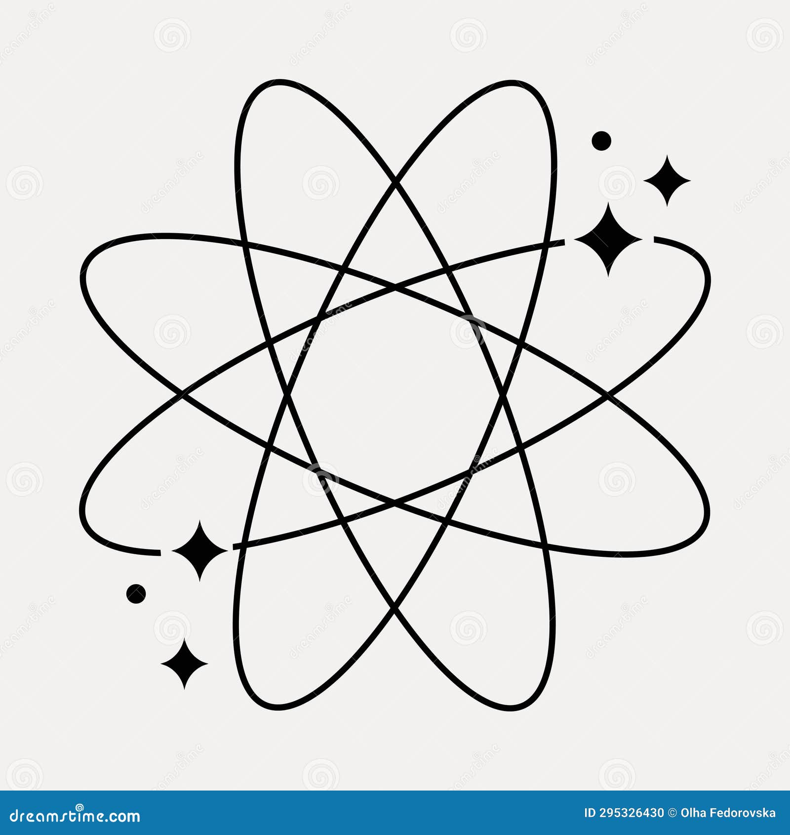Atom, Stylized Stars. Abstract Minimalistic Clean and Simple Circle ...