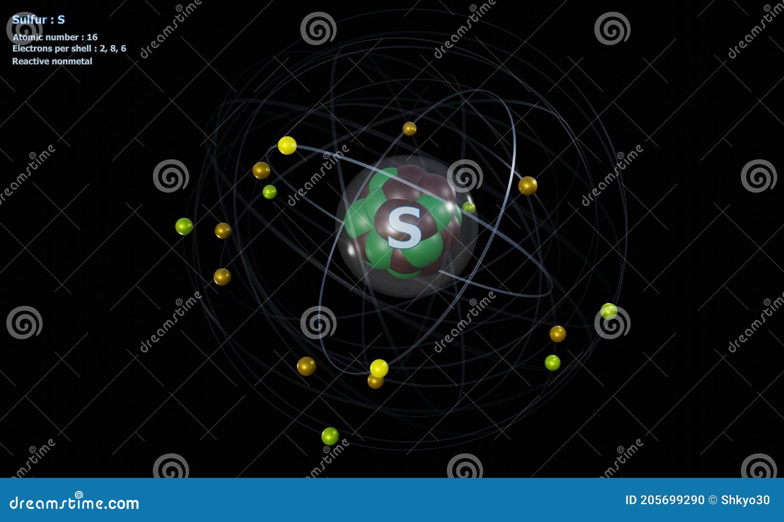 Sulfur Atom Element Periodic Table Icon. Vector Sulfur Symbol Chemistry ...