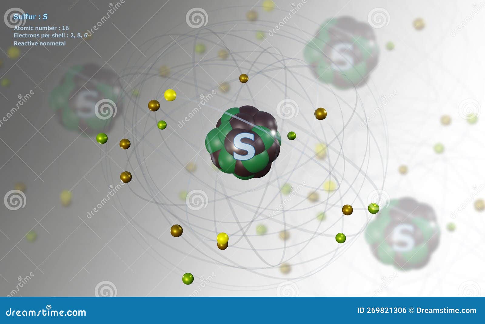 Sulfur Atom Bohr Model Vector Illustration | CartoonDealer.com #267662292