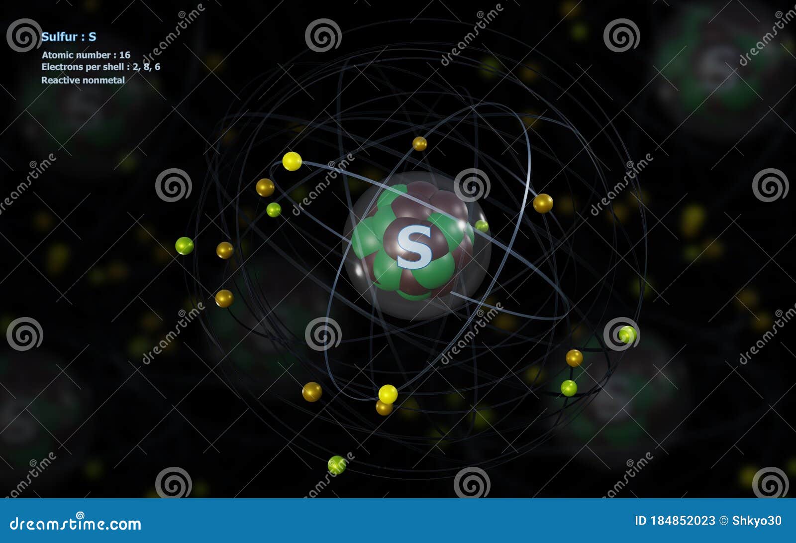 Sulfur Atom Bohr Model Vector Illustration | CartoonDealer.com #267662292