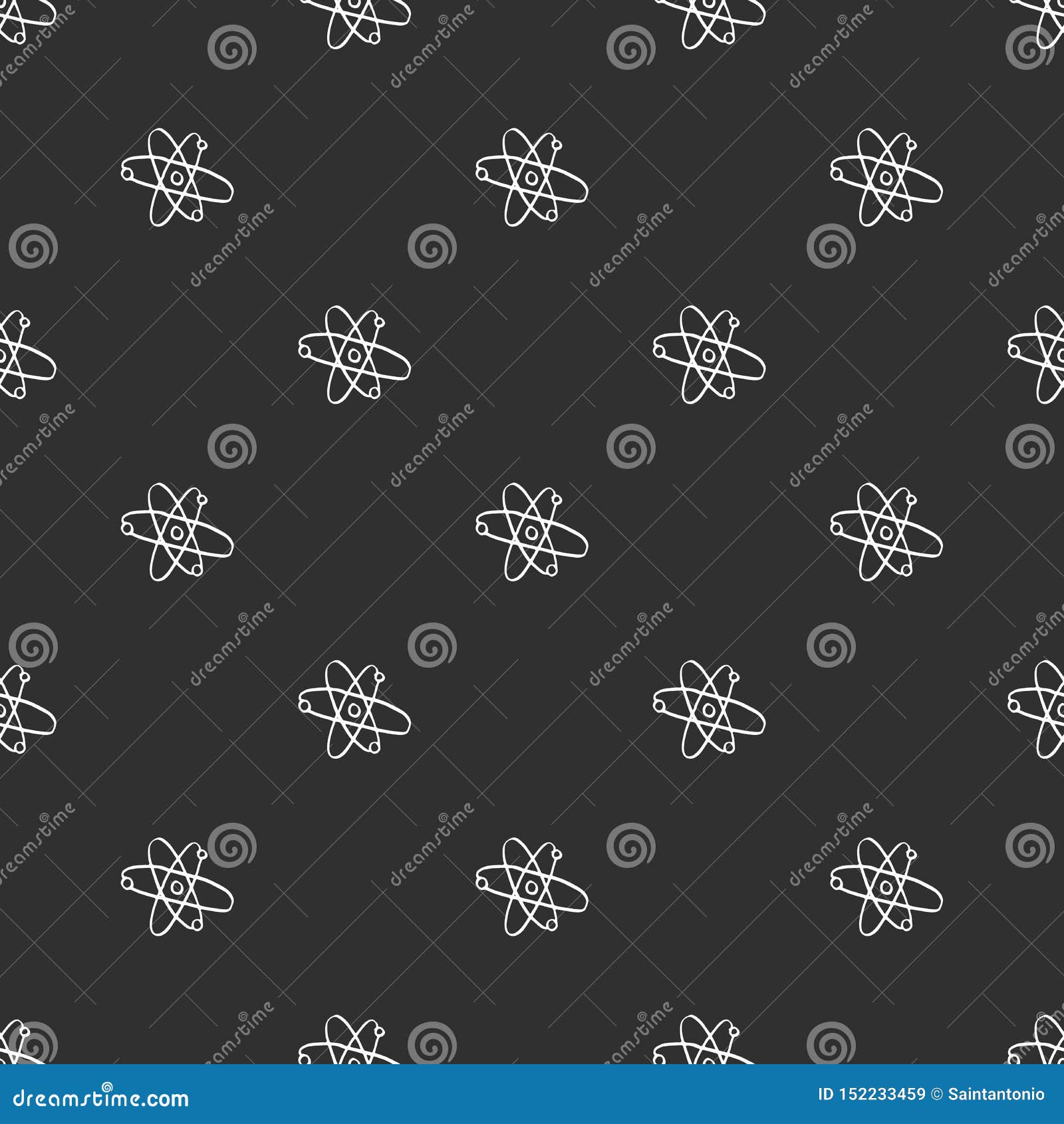 Atom Symbol Seamless Pattern Hand Drawn. Vector Illustration Stock ...