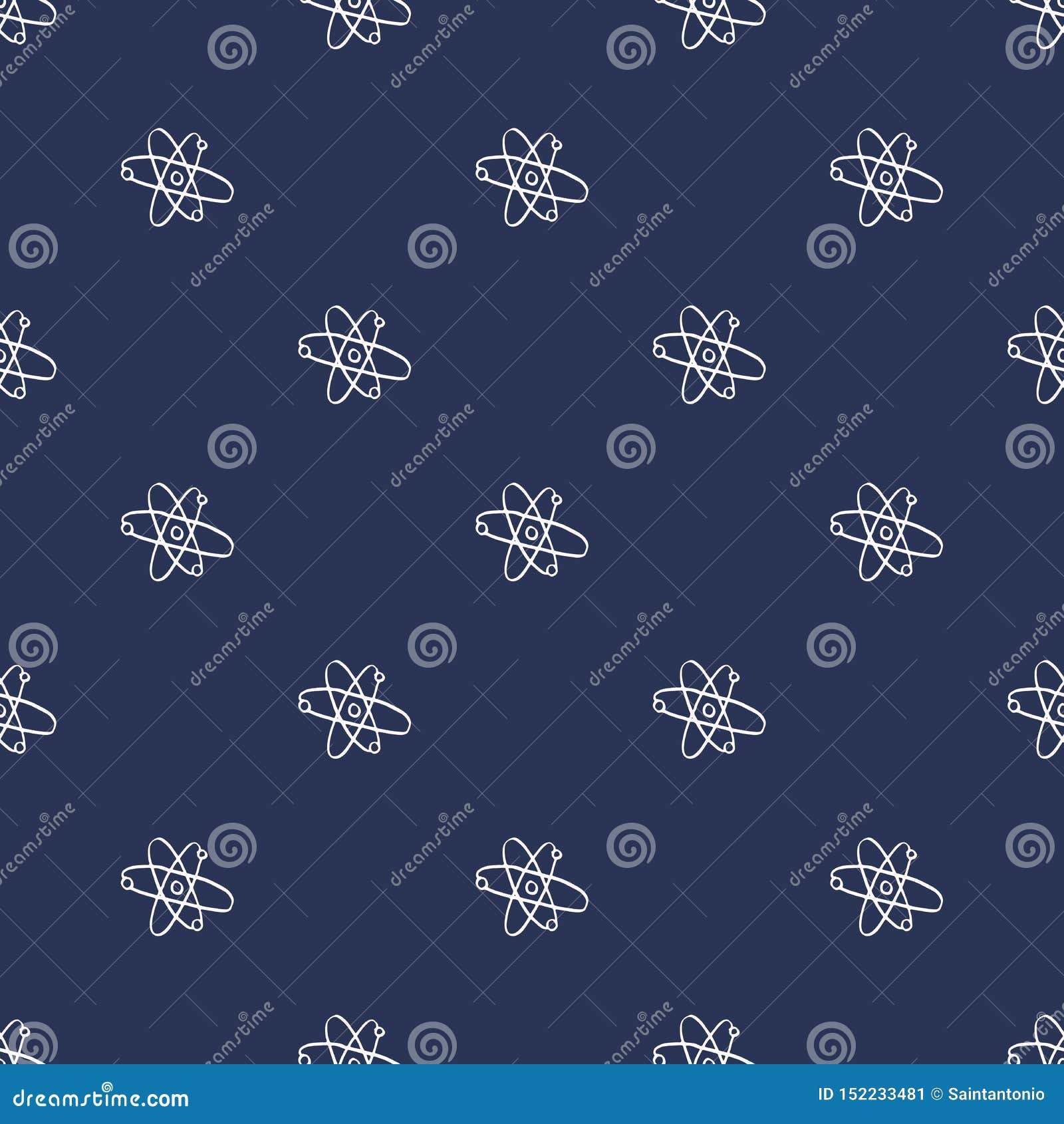 Atom Symbol Seamless Pattern Hand Drawn. Vector Illustration Stock ...