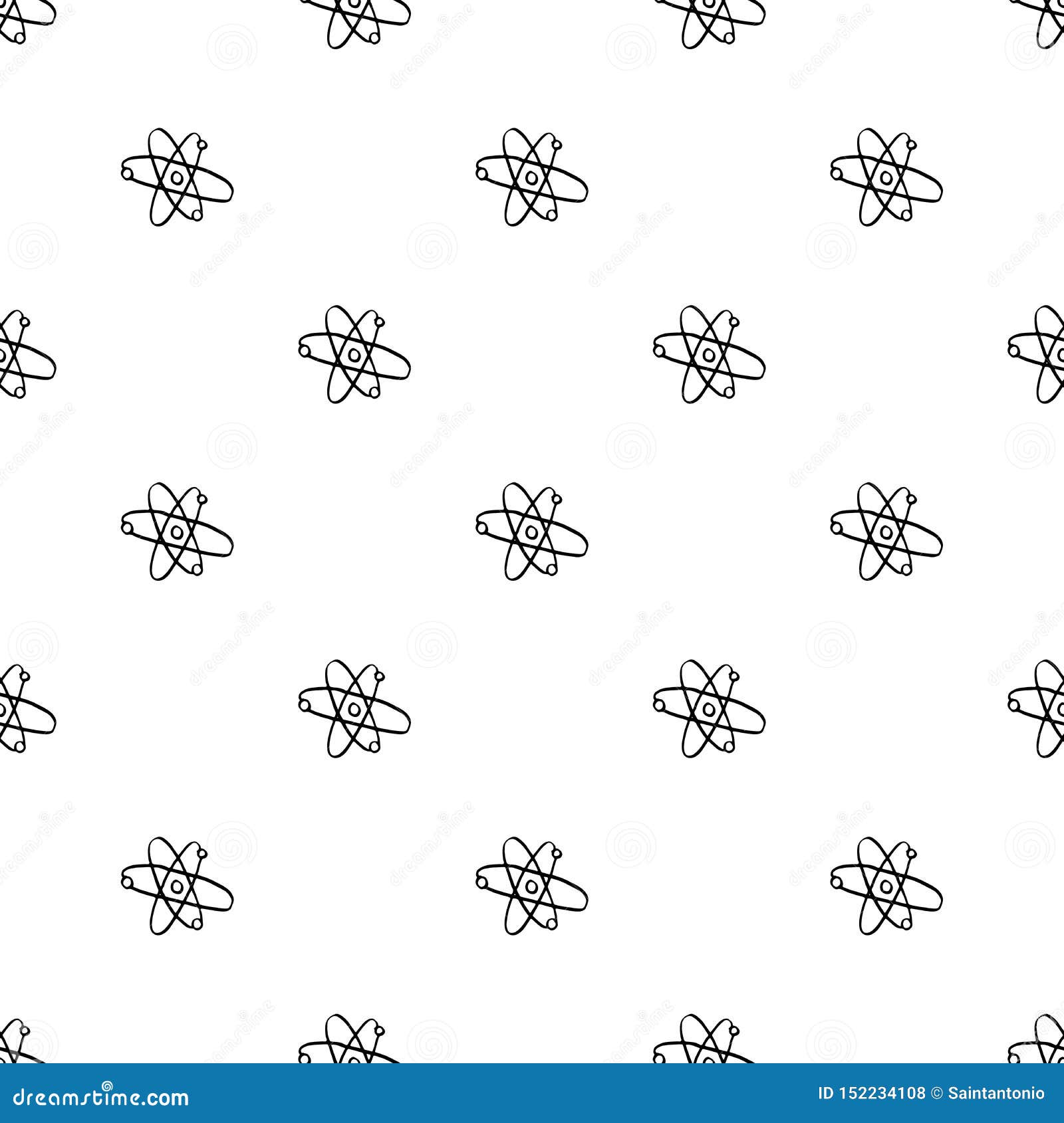 Atom Symbol Seamless Pattern Hand Drawn. Vector Illustration Stock ...