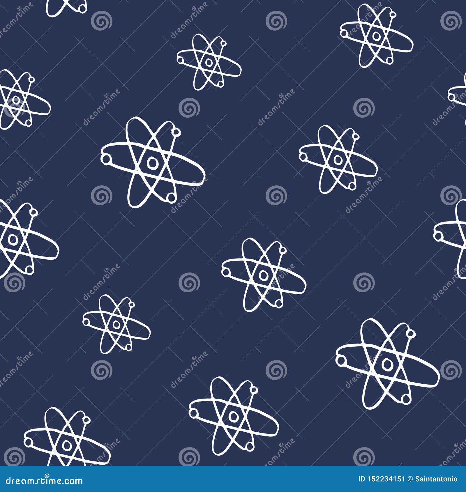 Atom Symbol Seamless Pattern Hand Drawn. Vector Illustration Stock ...
