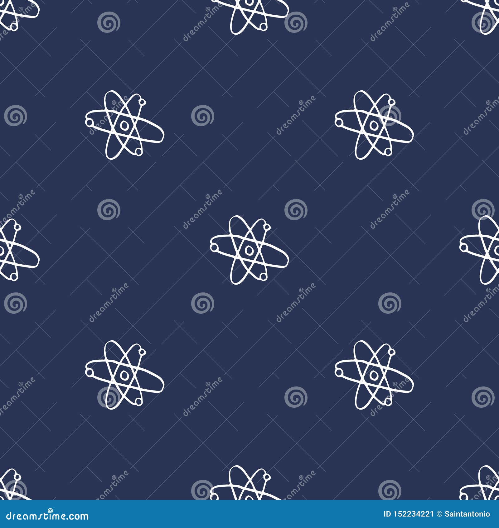 Atom Symbol Seamless Pattern Hand Drawn. Vector Illustration Stock ...