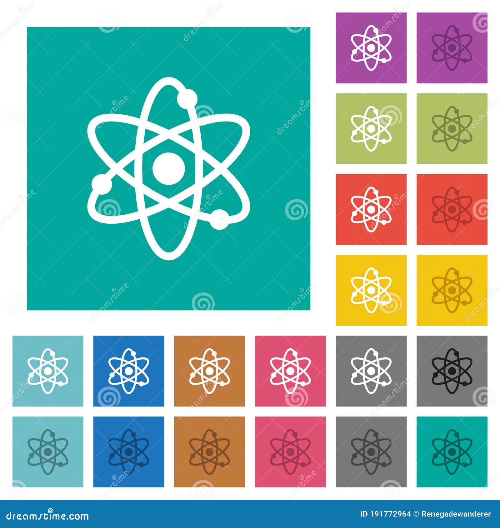 Atom Symbol Square Flat Multi Colored Icons Stock Vector - Illustration ...
