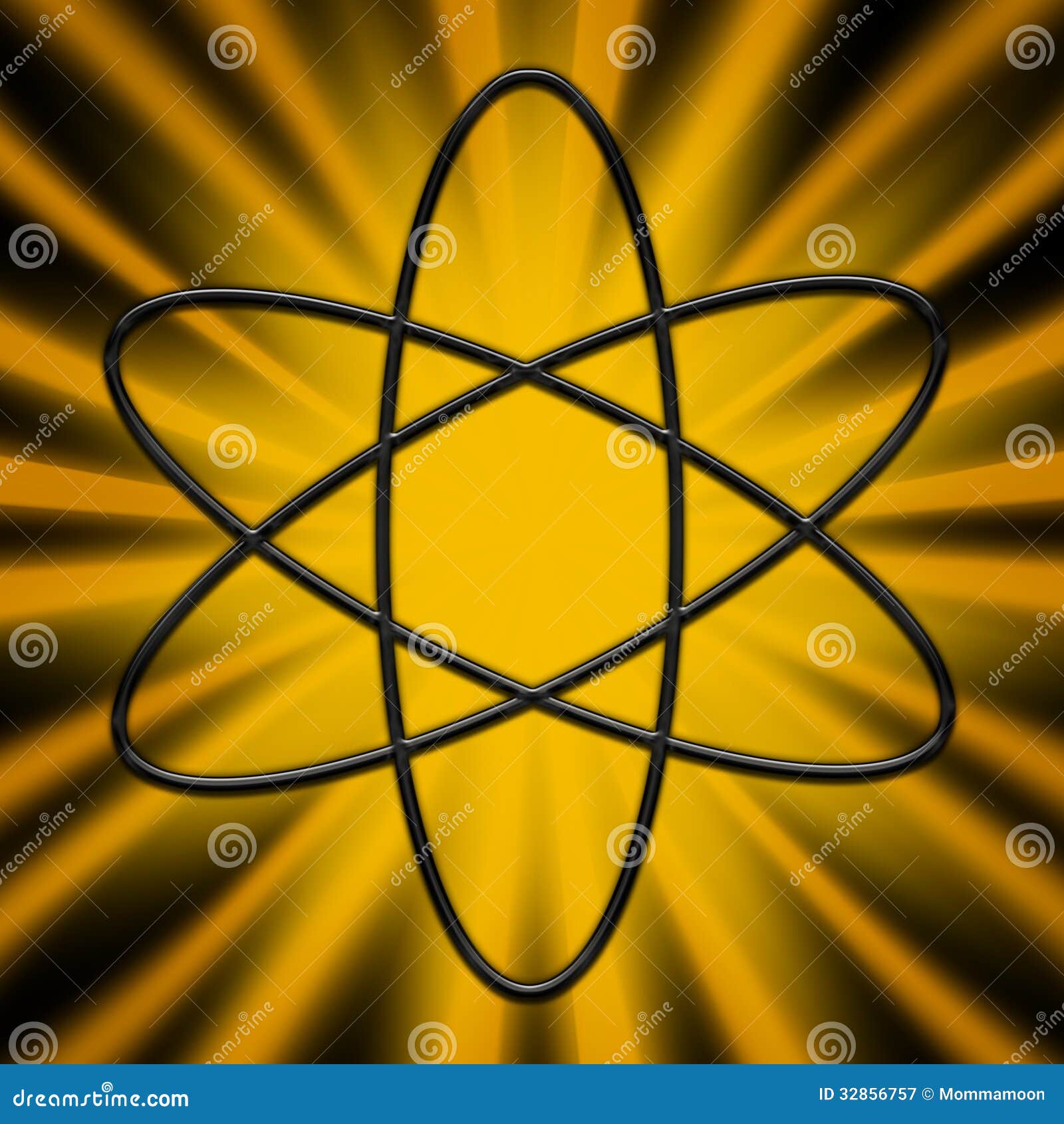 Atom Symbol on Sunburst Design Stock Illustration - Illustration of ...