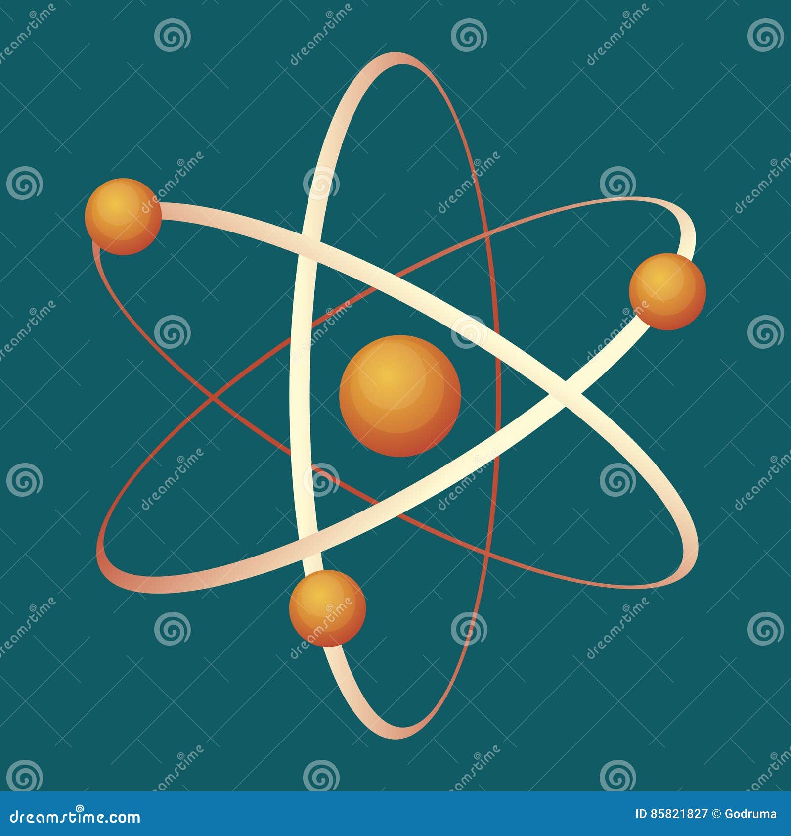 Atom Visual Structure Grey Icon with Circles Isolated on White Stock ...