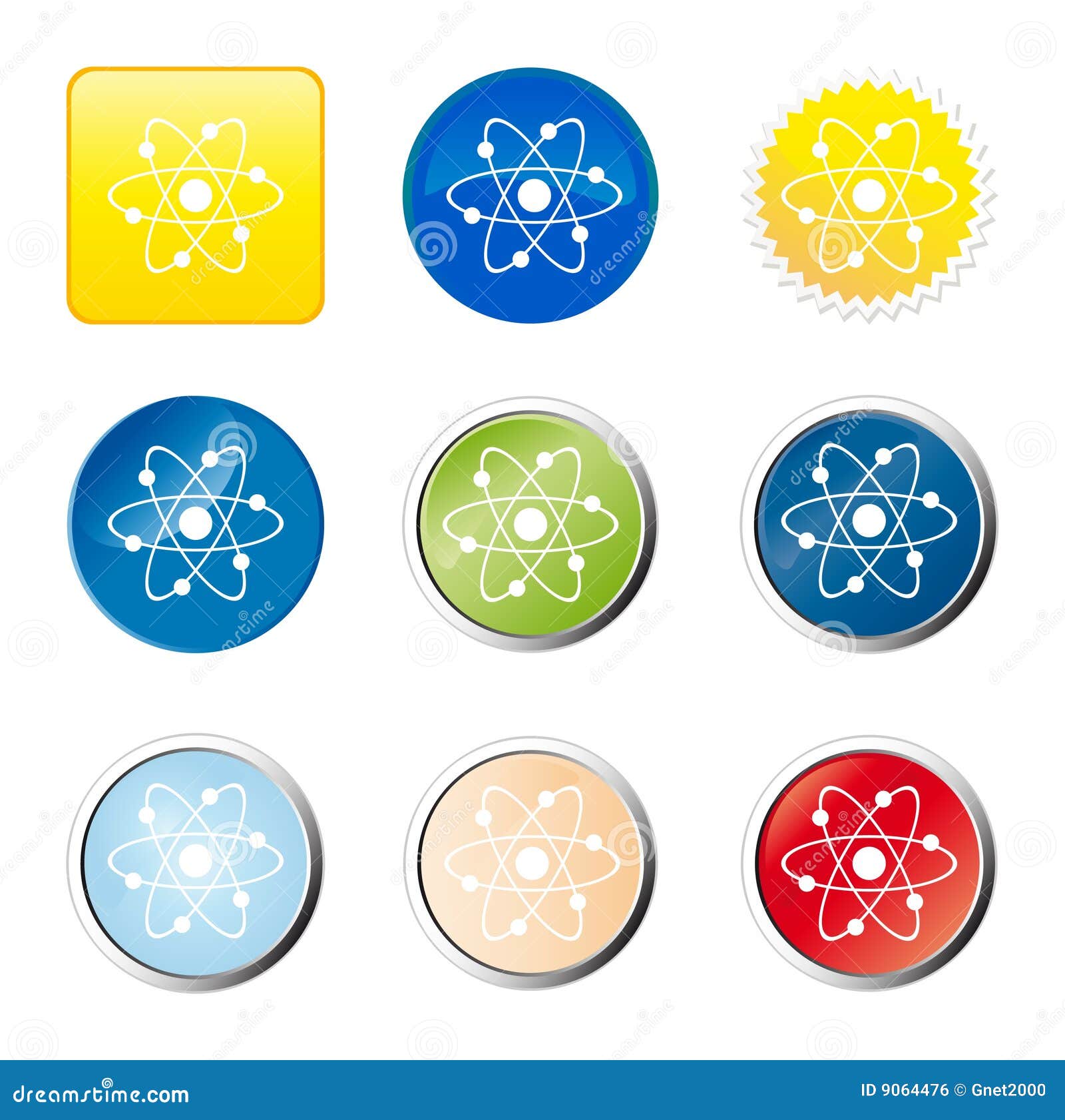 Atom web button stock vector. Illustration of electricity - 9064476