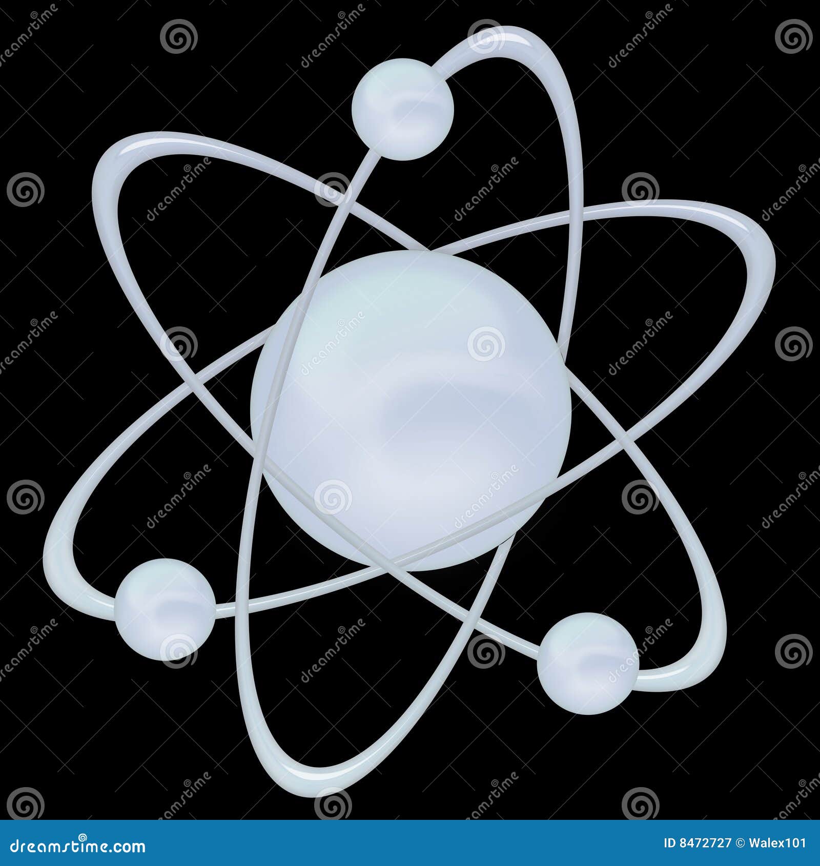 Atom White - Black Background Stock Illustration - Illustration of ...