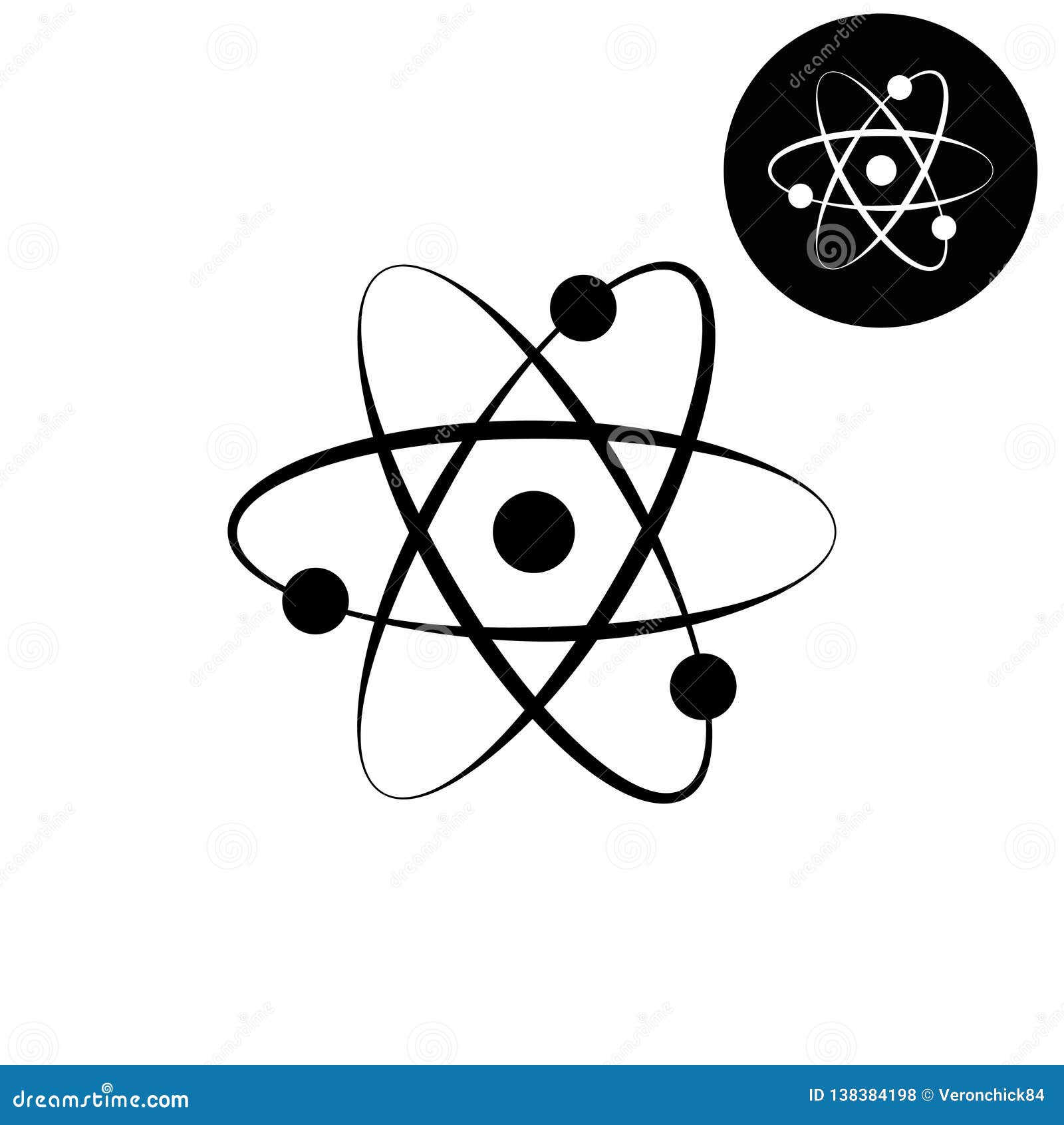 Atom Logos Set Isolated On White Background. Structure Of The Nucleus ...