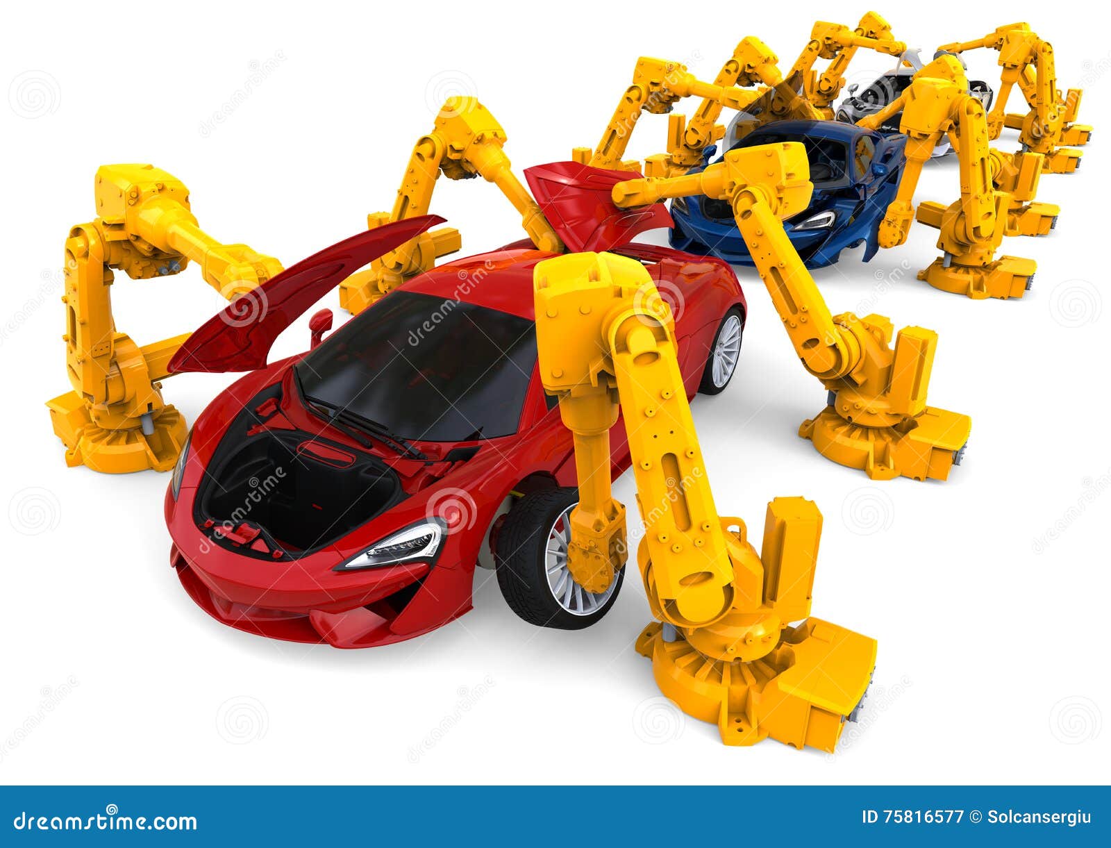 Atomatic car assembly line stock illustration. Illustration of bodywork ...