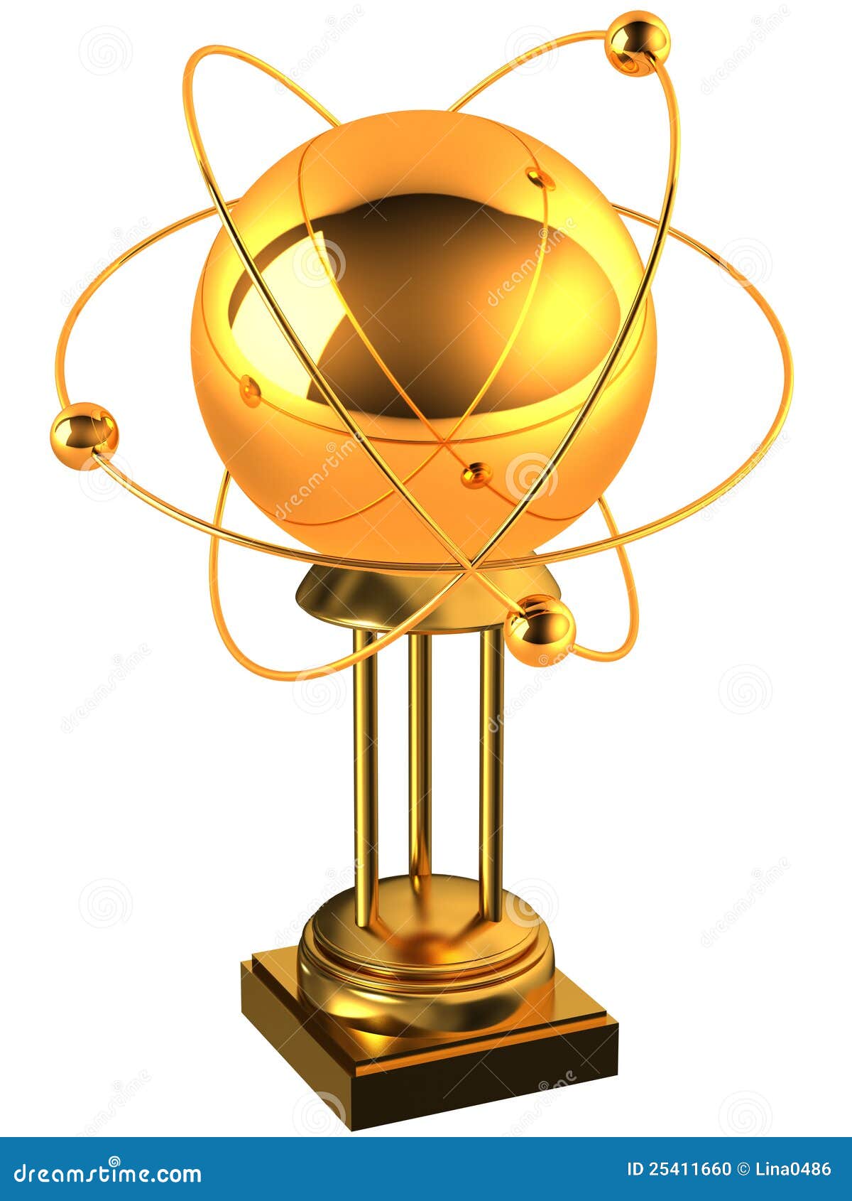 Atome d'or sur un stand illustration stock. Illustration of électrons ...