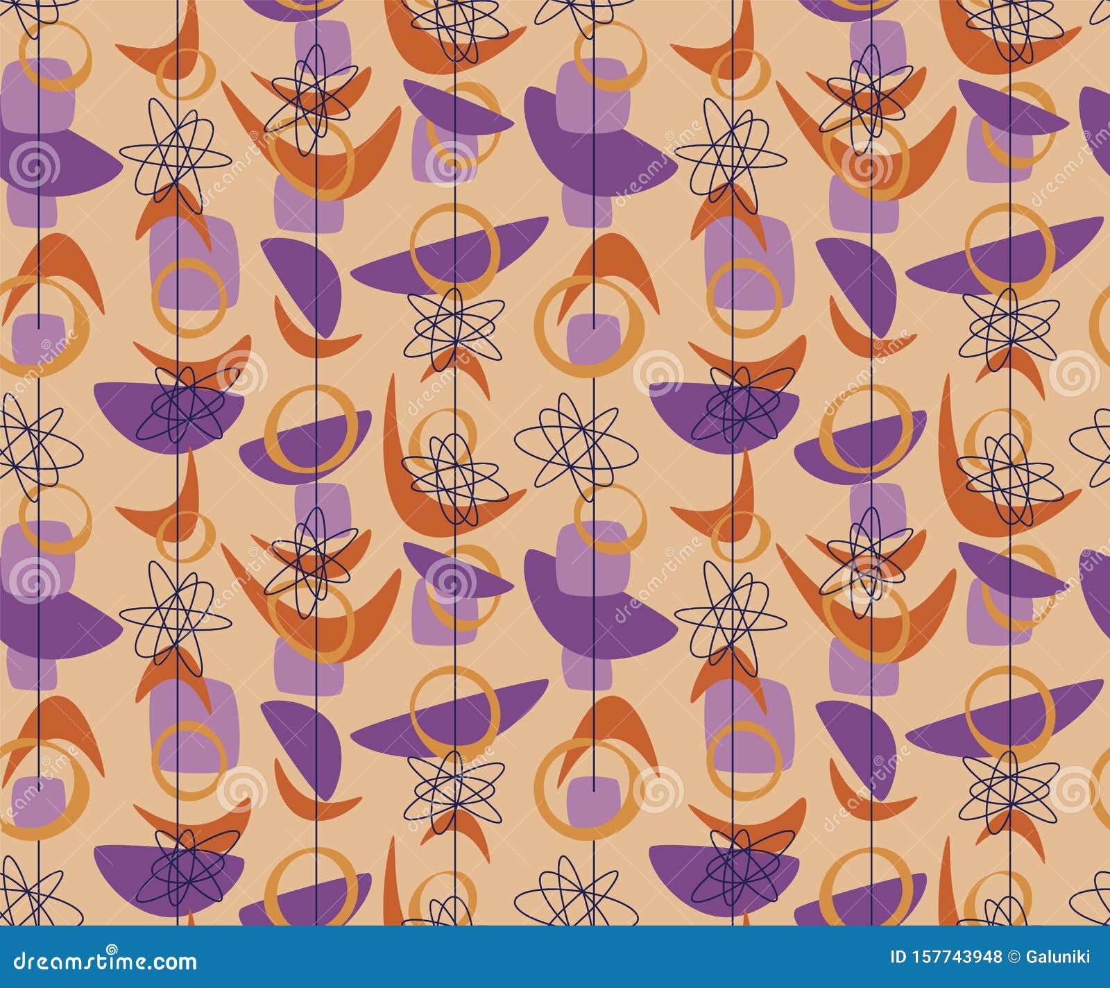 Atomic Age 50s Vibes Simple Repeatable Pattern Stock Vector ...