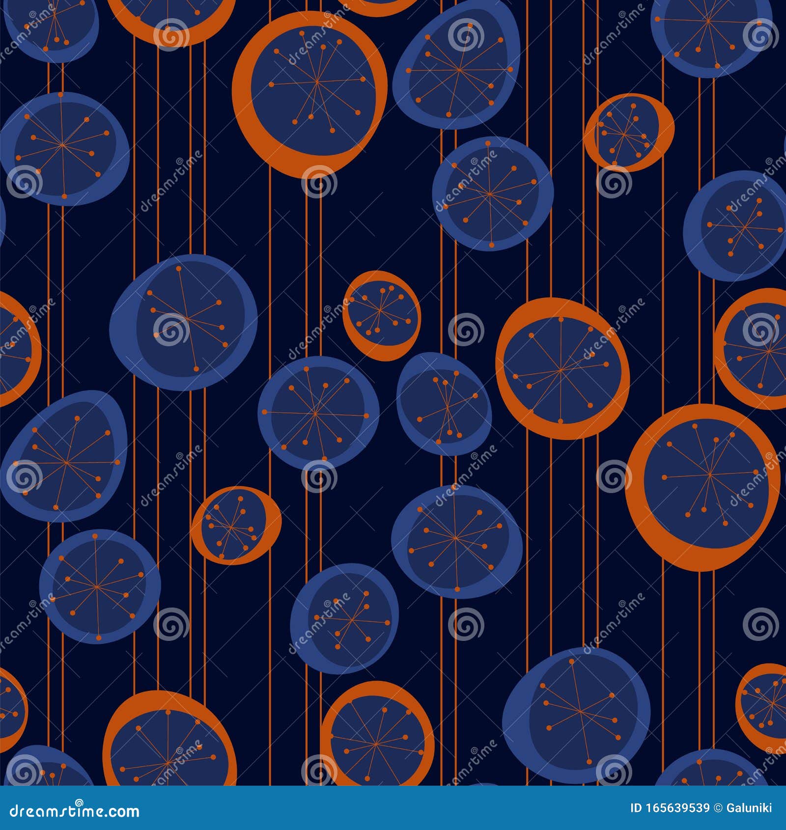 Atomic Age Style Contrast Color Seamless Pattern Stock Illustration ...