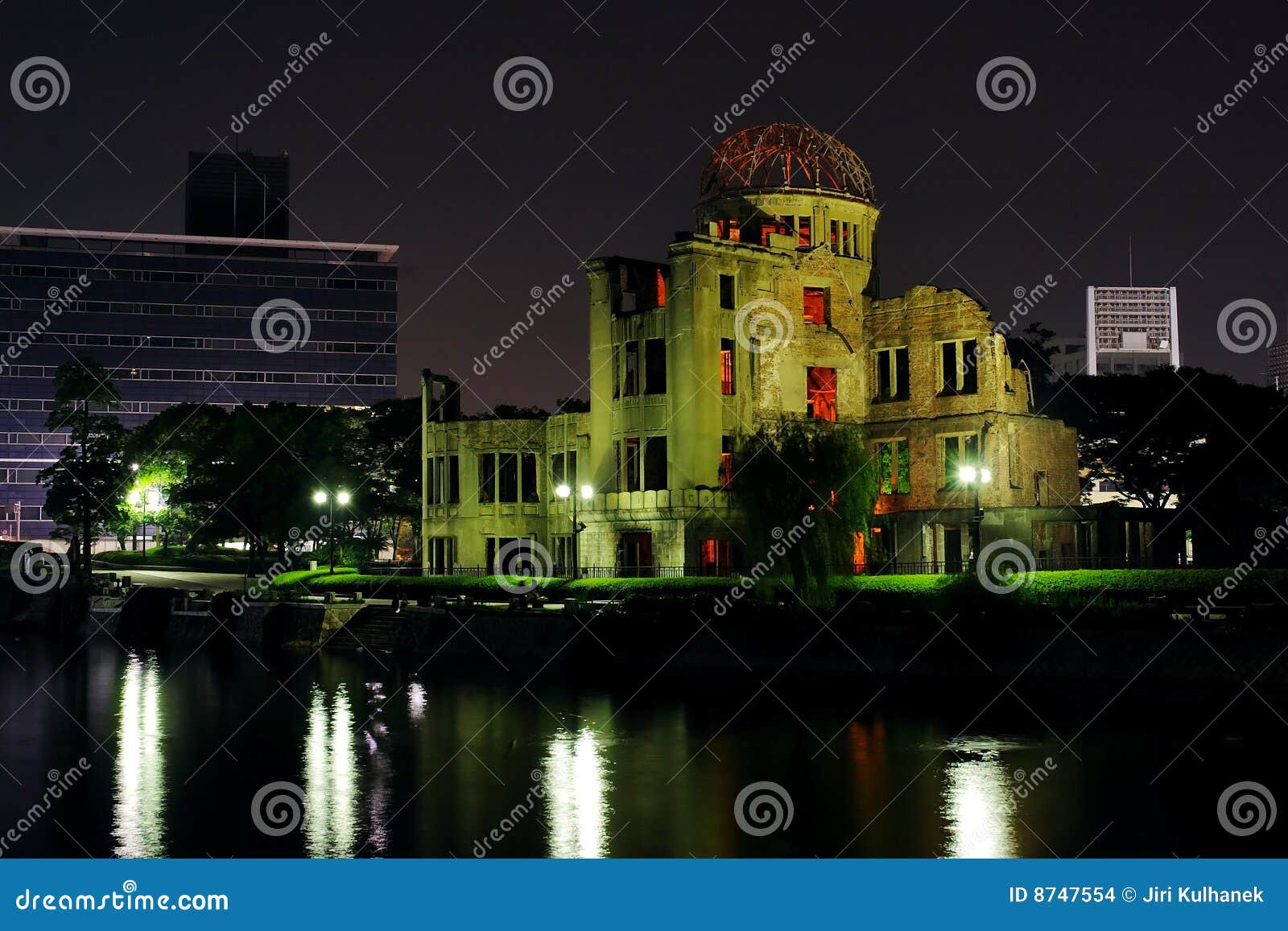 Atomic Bomb Dome (Genbaku Dome) at Night Stock Photo - Image of frame ...