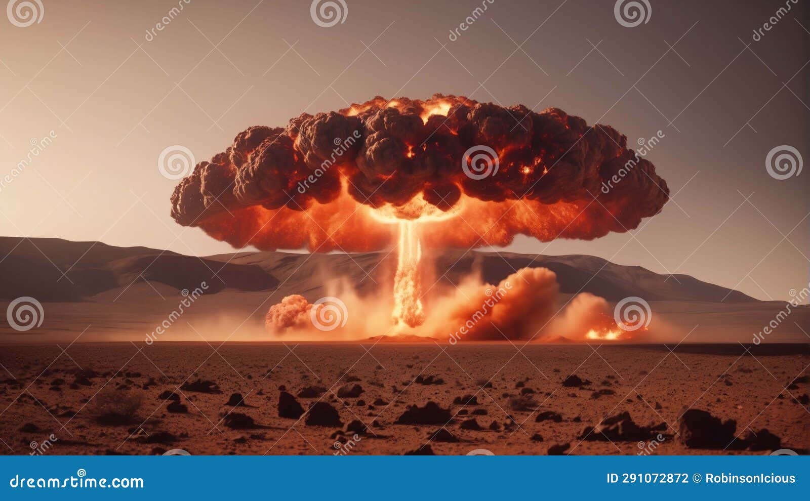 Atomic Bomb Exploding on Martian Surface. Extremely Detailed and ...